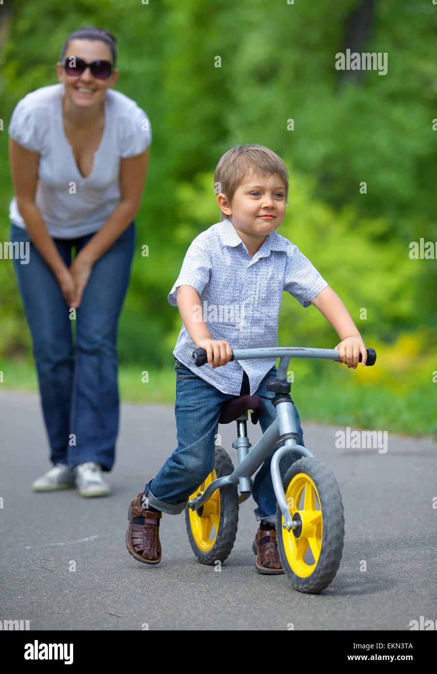 Little boy on a bicycle Stock Photo - Alamy