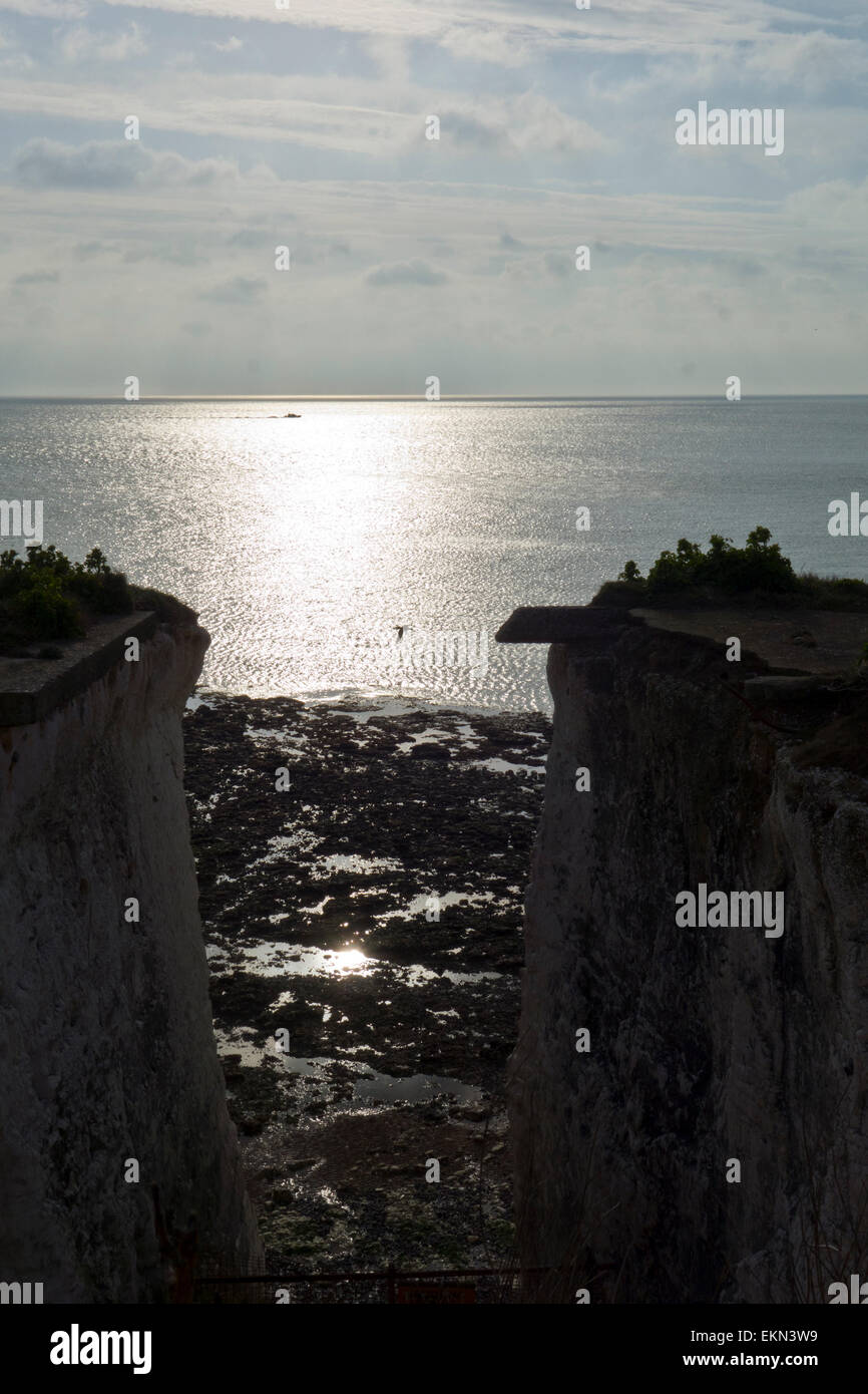 gap slope path in chalk cliffs white ness head Stock Photo - Alamy