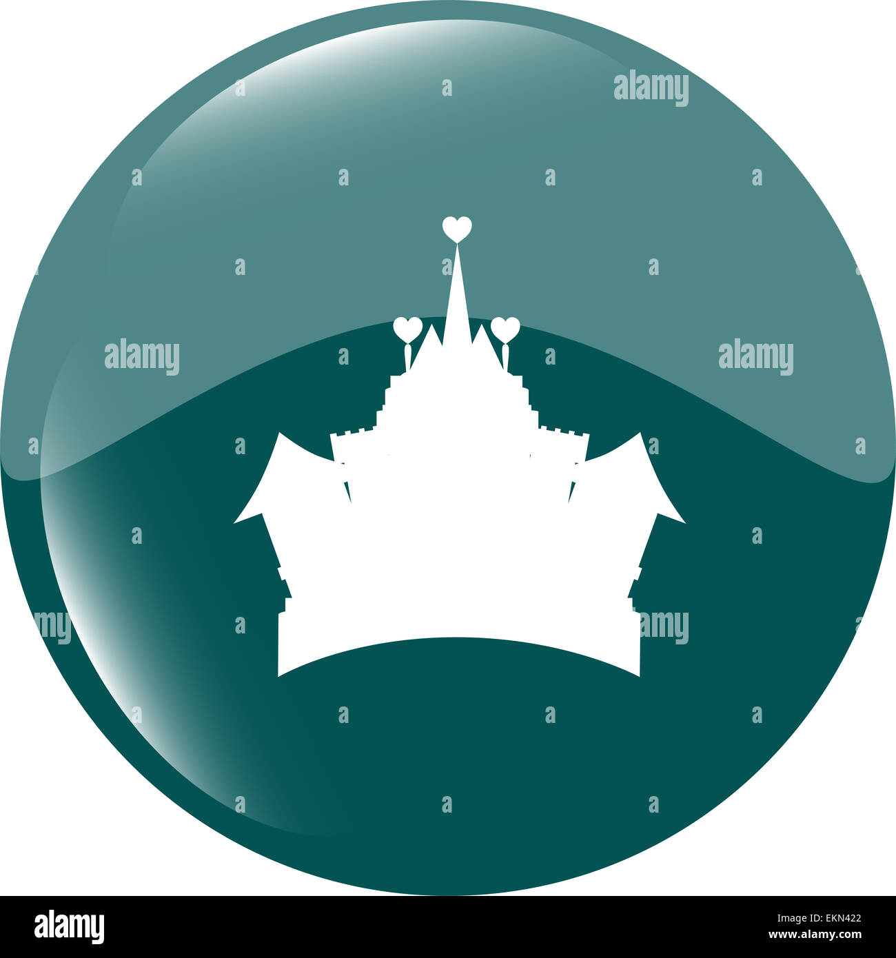 Medieval royal castle - green icon button isolated Stock Photo - Alamy