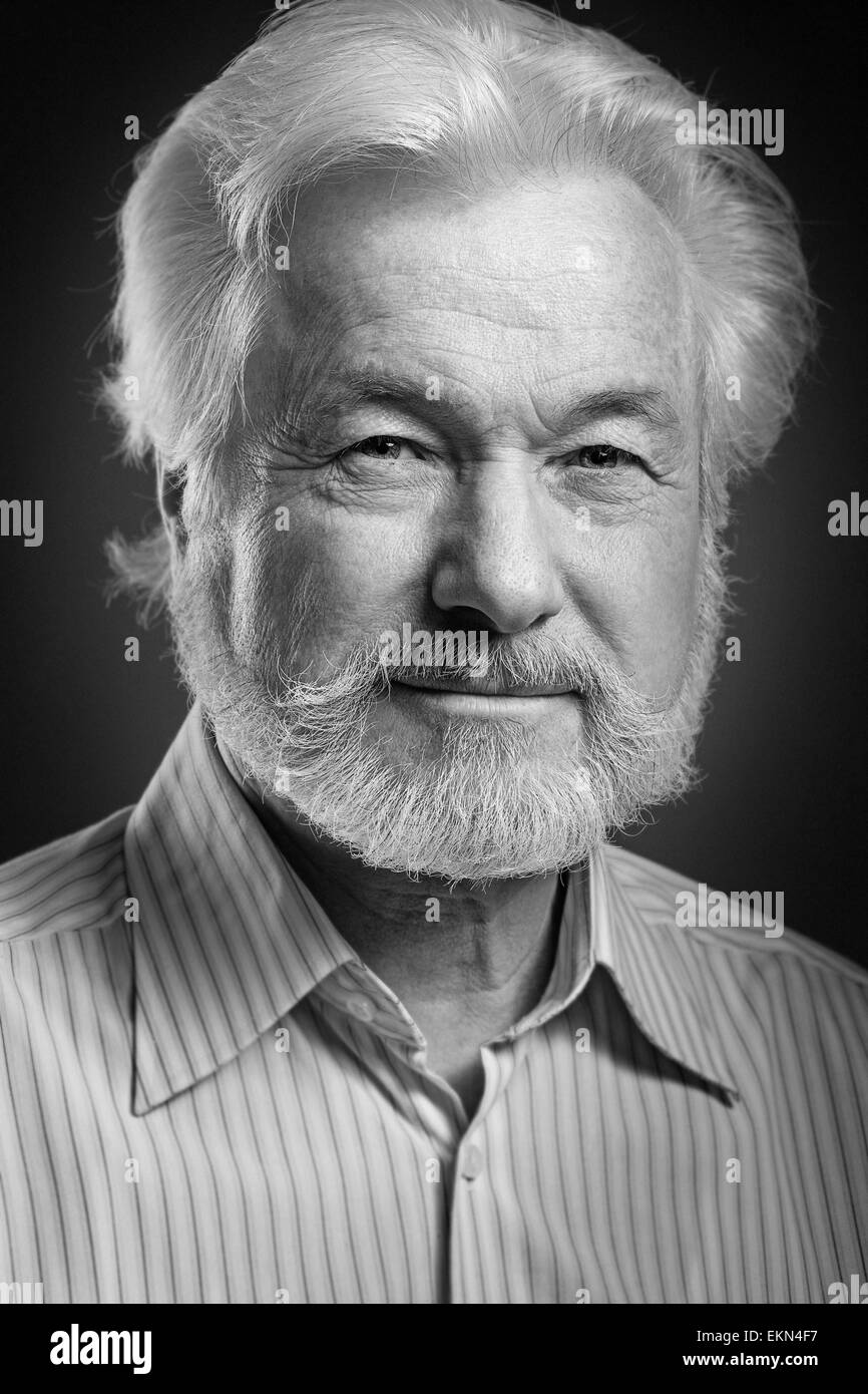 Old man grandfather smile Black and White Stock Photos & Images - Alamy