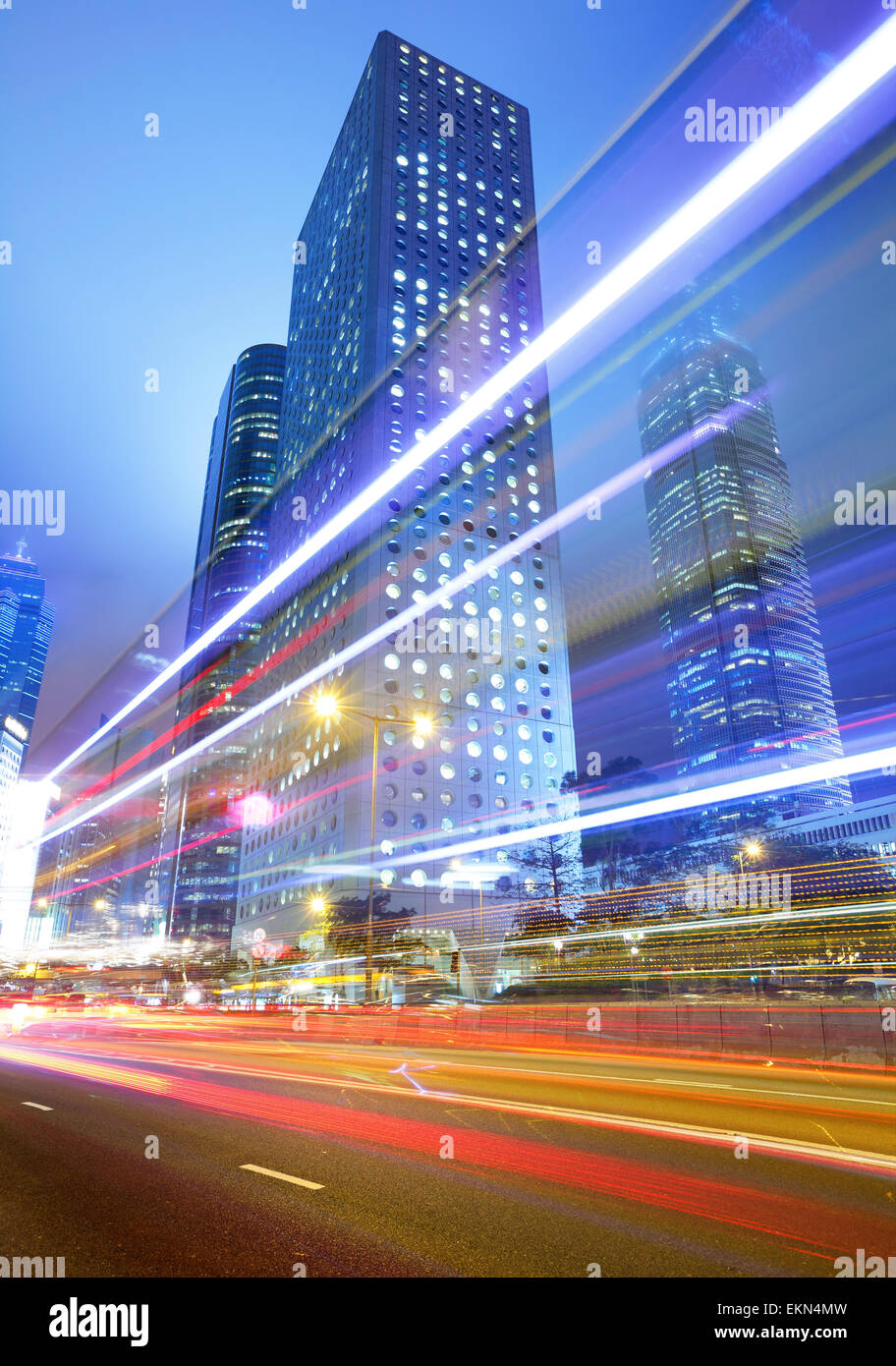 busy traffic road in city at night Stock Photo - Alamy