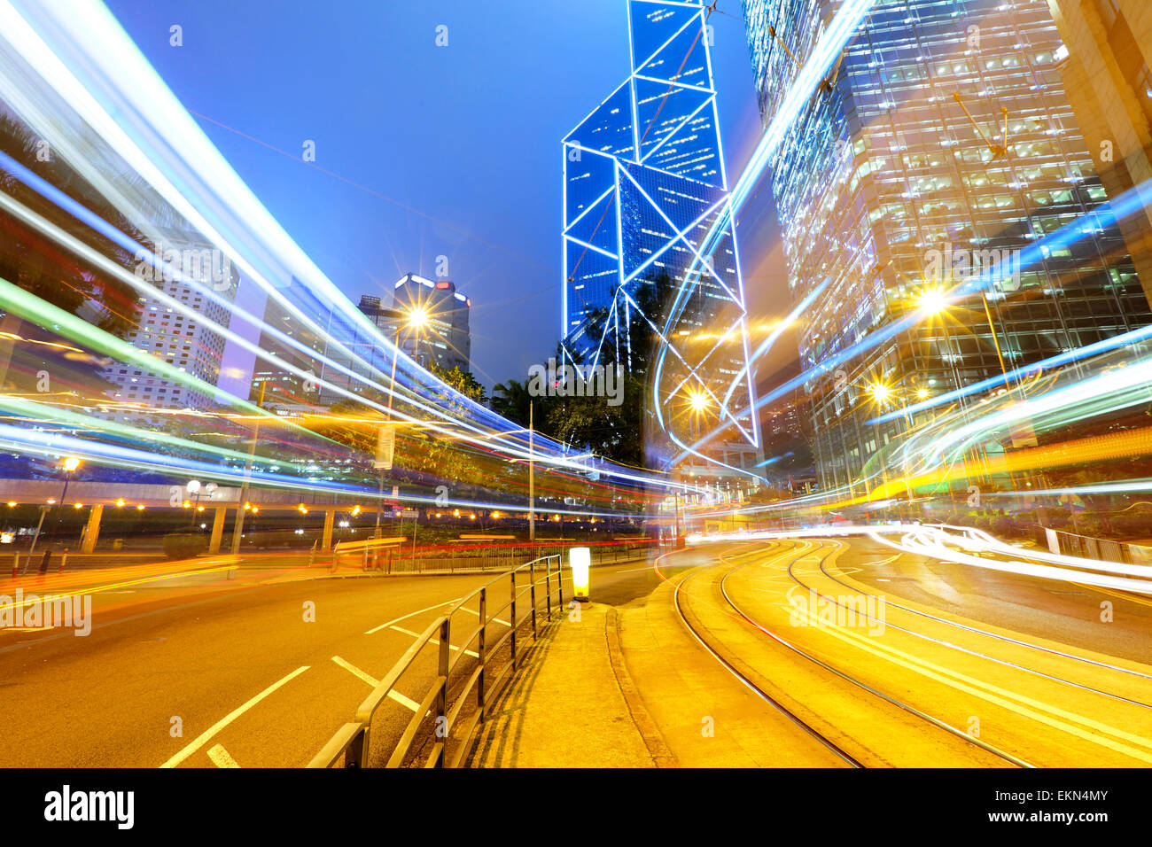 busy traffic road in city at night Stock Photo - Alamy