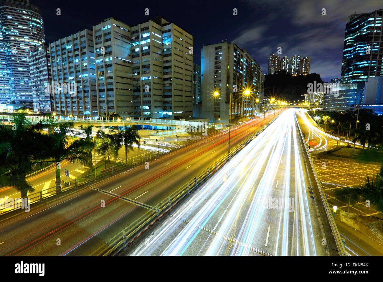 Highway at night in modern city Stock Photo - Alamy