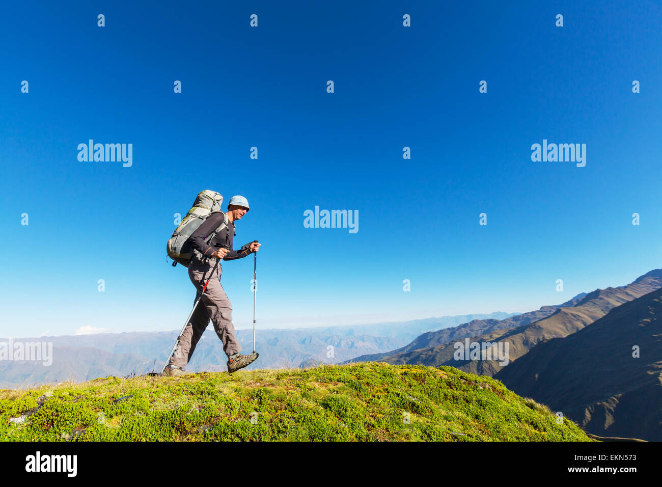 Hike in Bolivian mountains Stock Photo - Alamy
