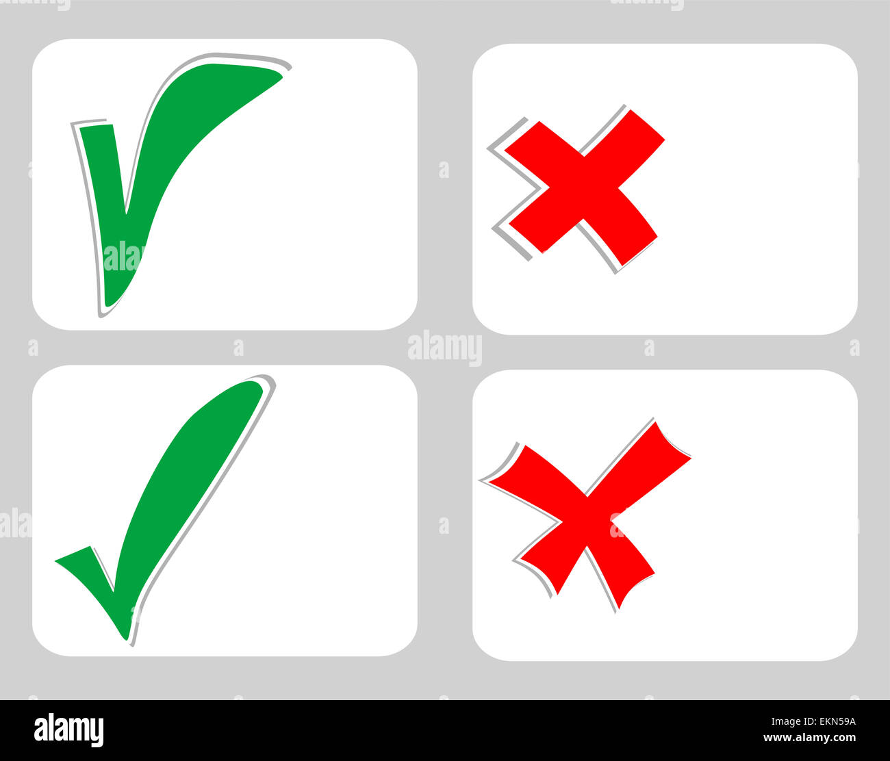 Check mark stickers set on blank white card Stock Photo - Alamy