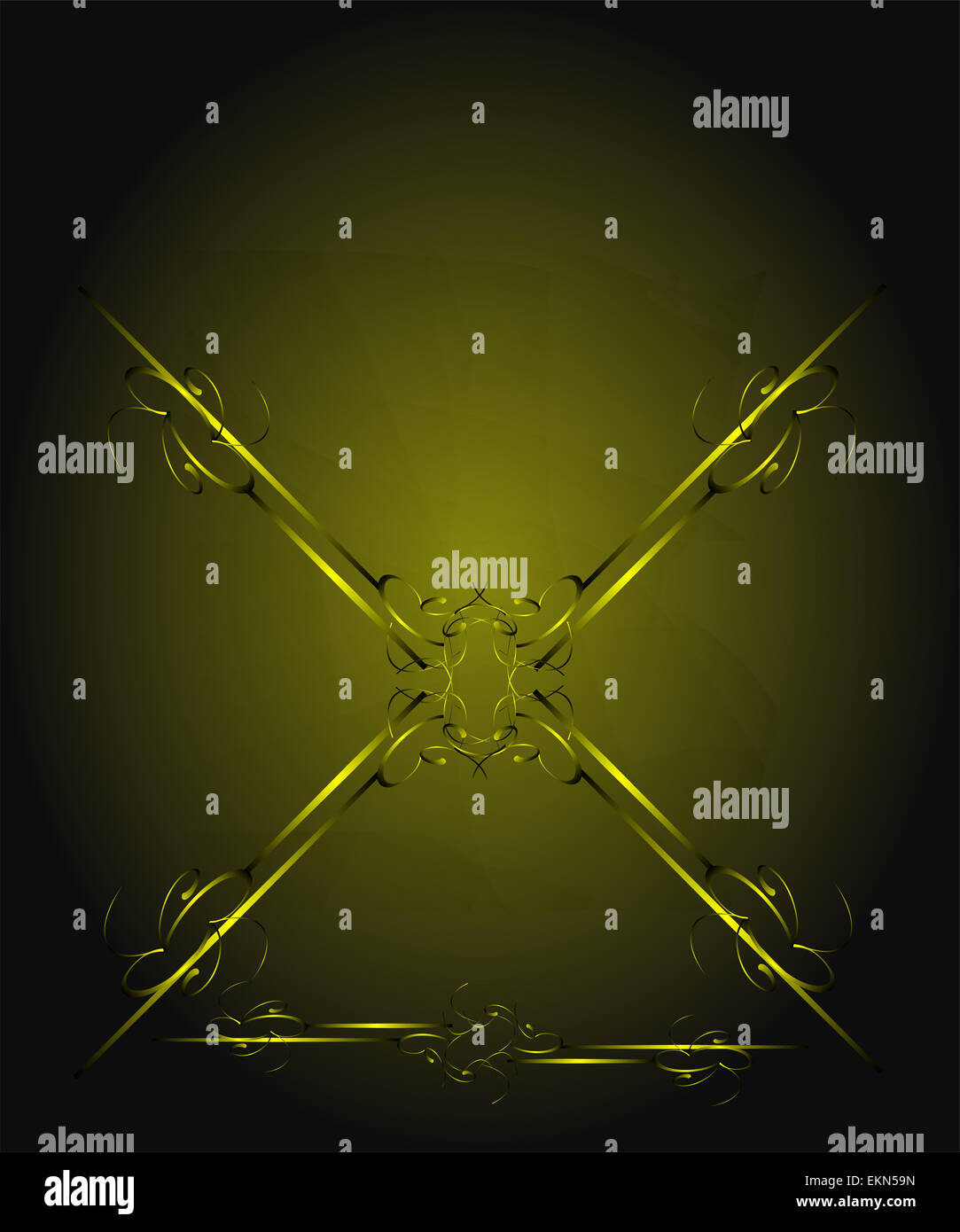 Green and gold luxurious filigree vintage floral frame Stock Photo - Alamy