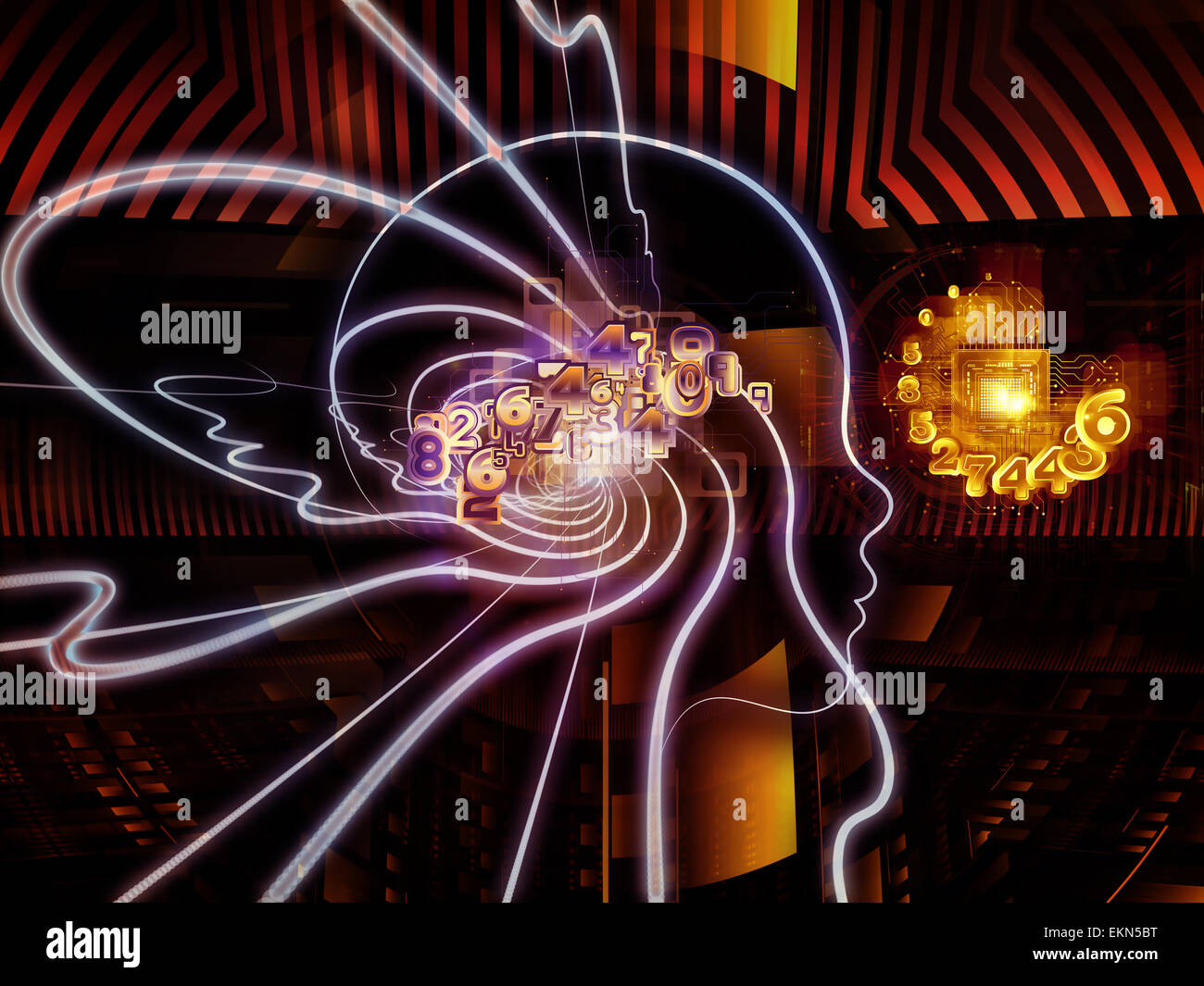 Digital brain outlines artificial intelligence hi-res stock photography ...