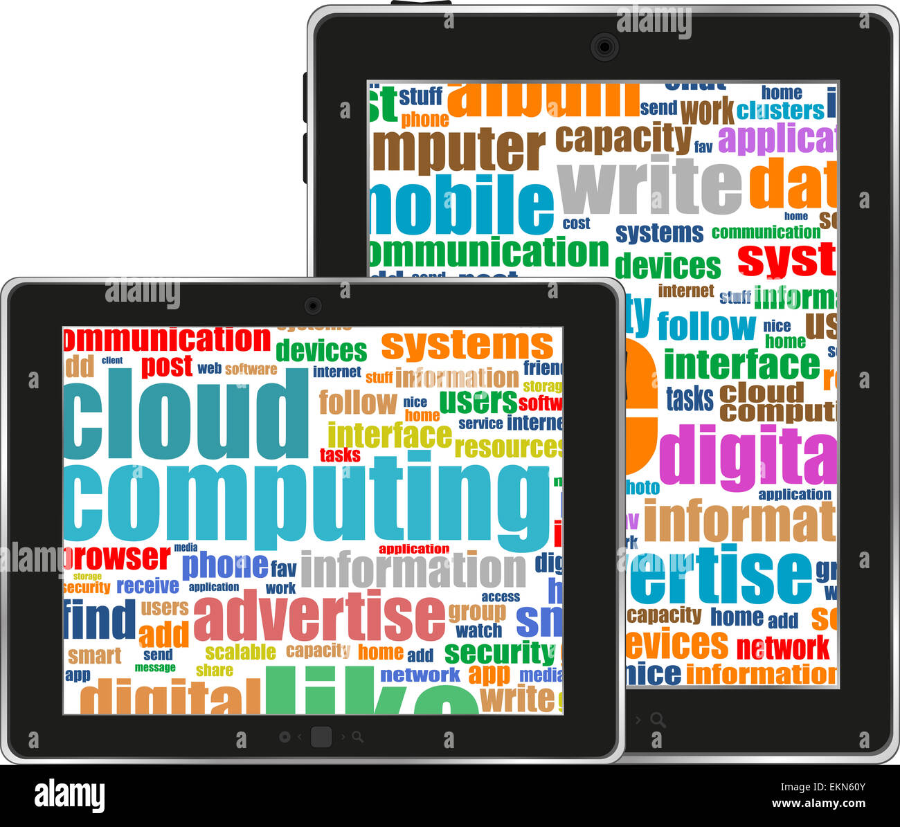 Digital tablet with mobile technology tag cloud concept on screen Stock ...