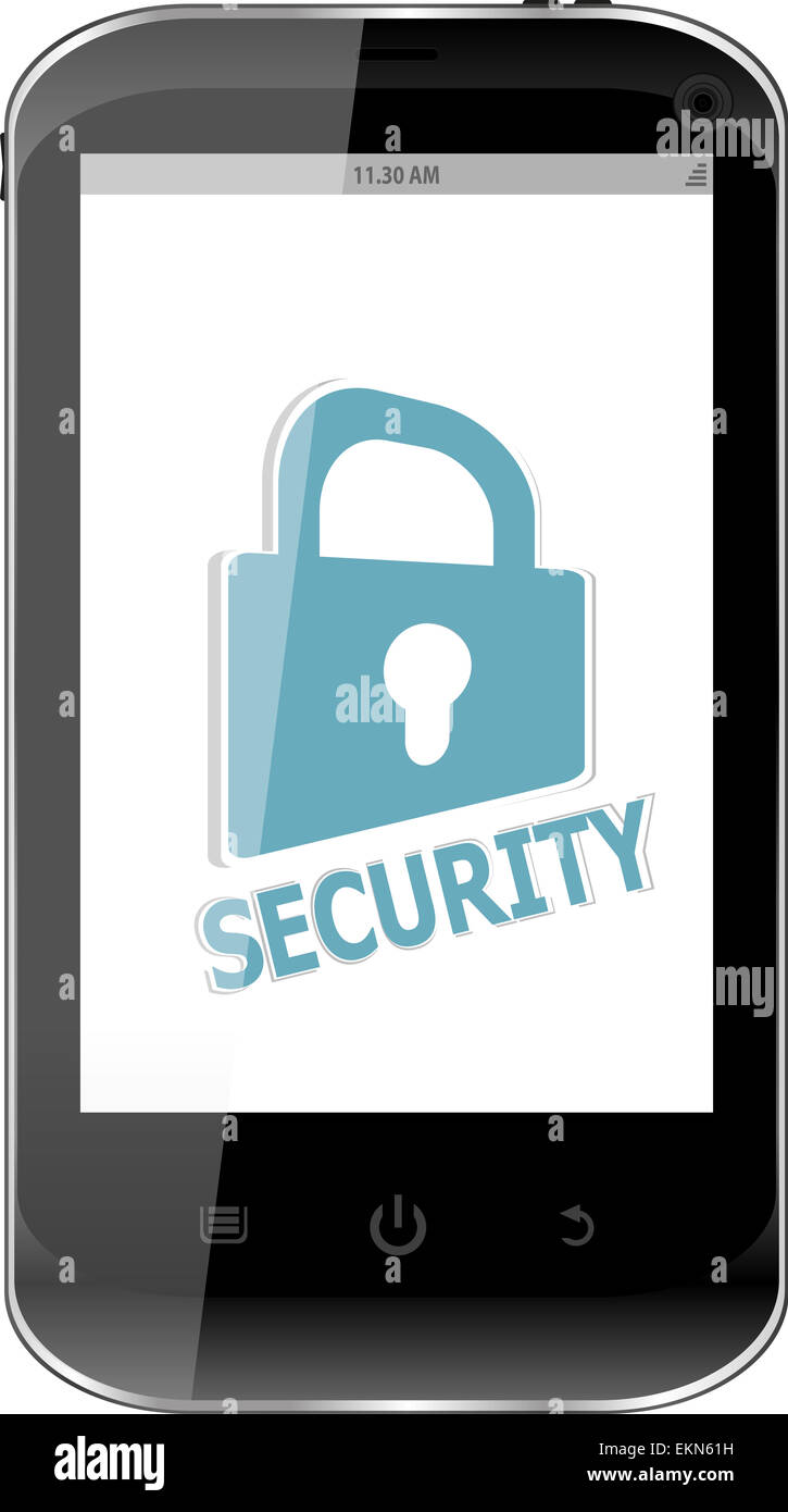 smartphone with security lock on display. Generic mobile smart phone ...