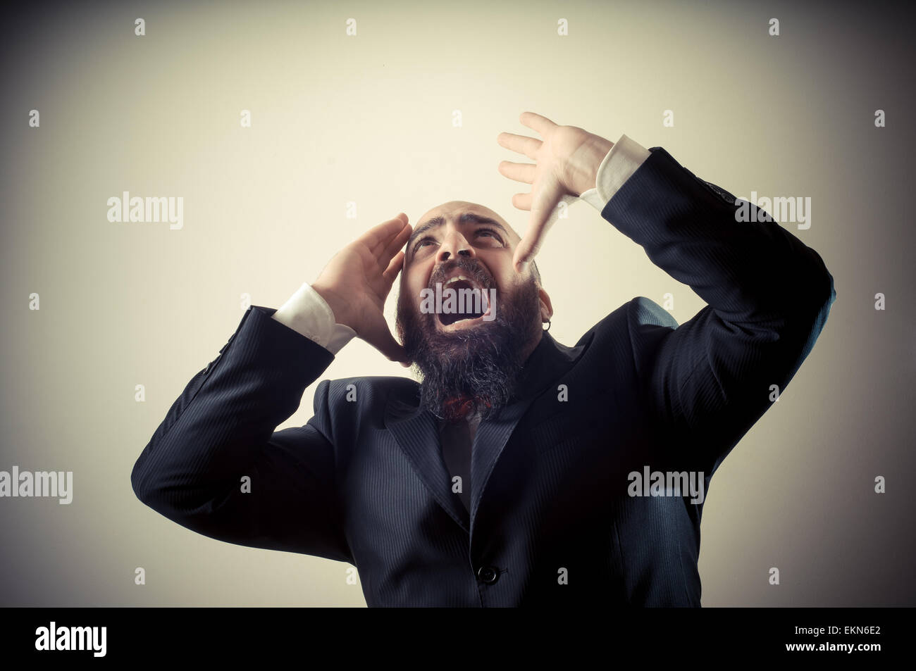 funny afraid elegant bearded man Stock Photo - Alamy