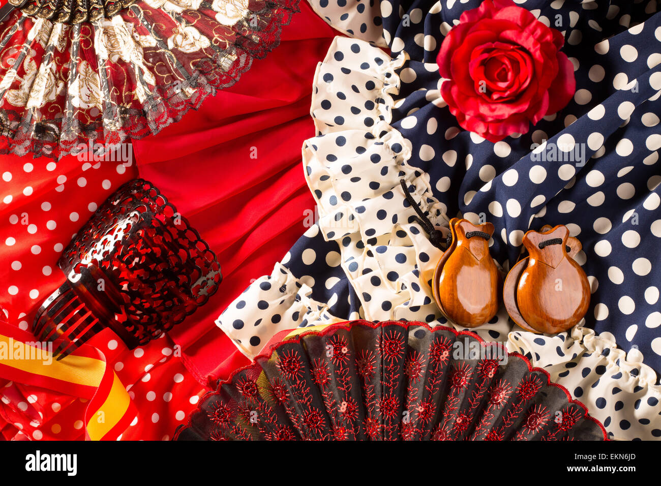 Espana typical from Spain with castanets rose flamenco fan Stock Photo ...