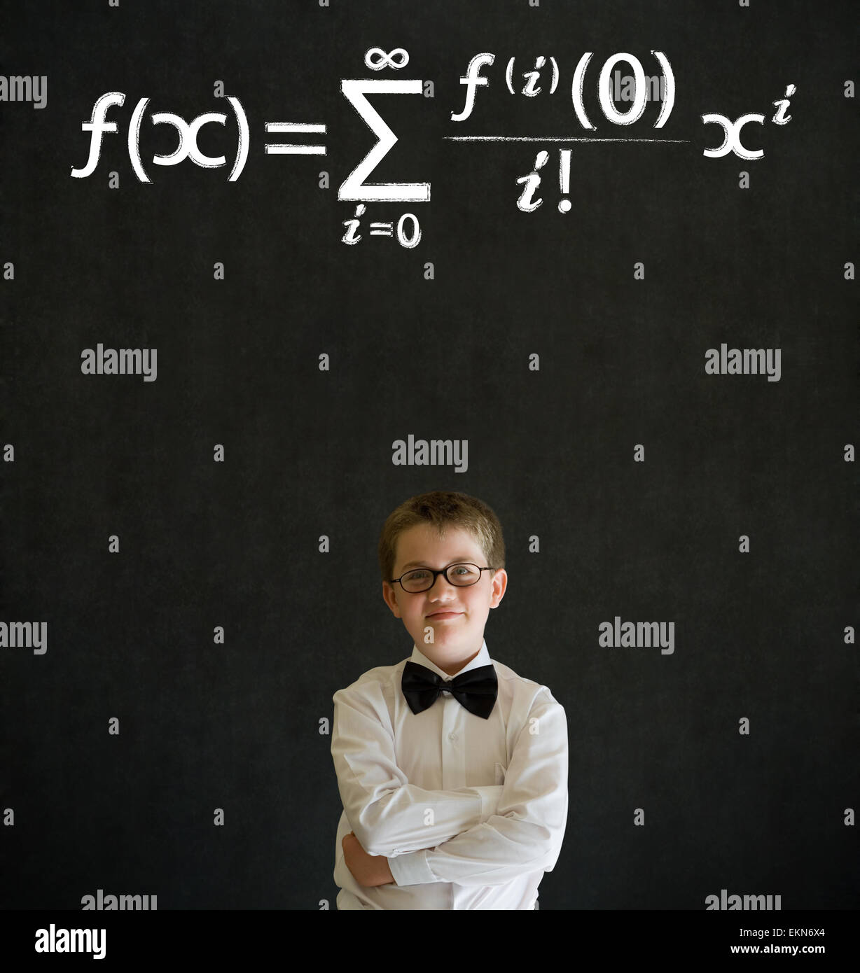 Thinking boy business man with maths equation Stock Photo - Alamy