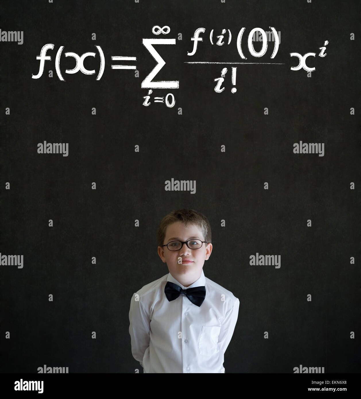 Thinking boy business man with maths equation Stock Photo - Alamy