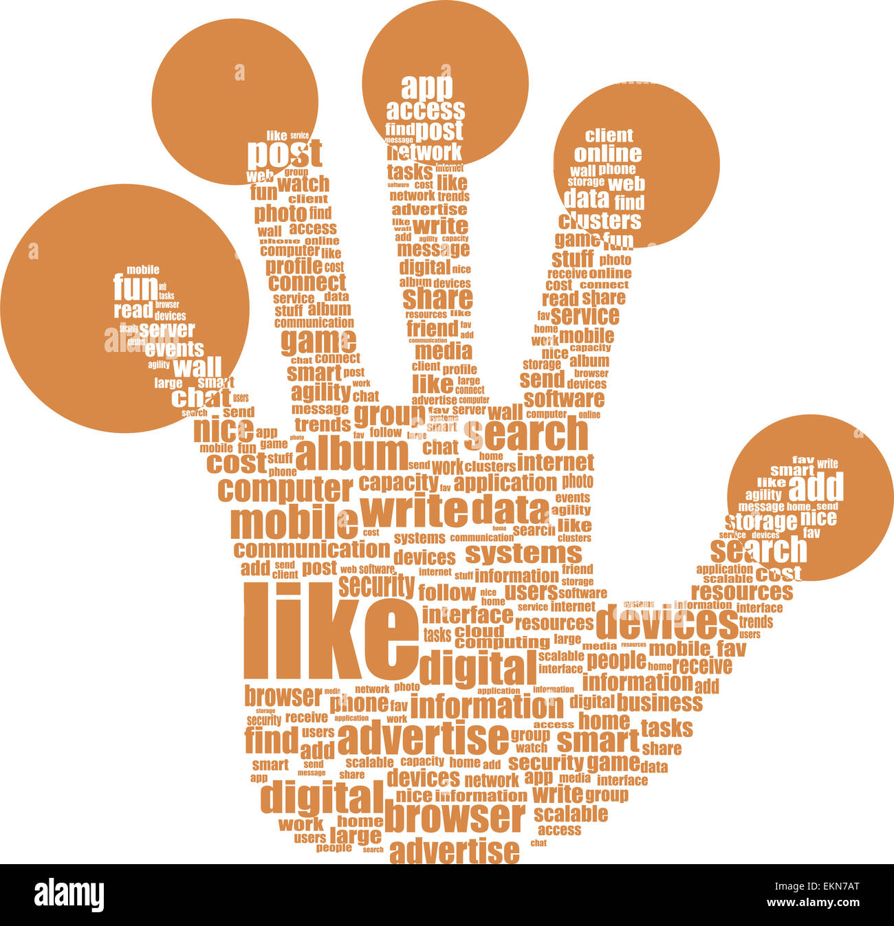 Like hand symbol with tag cloud of word Stock Photo - Alamy
