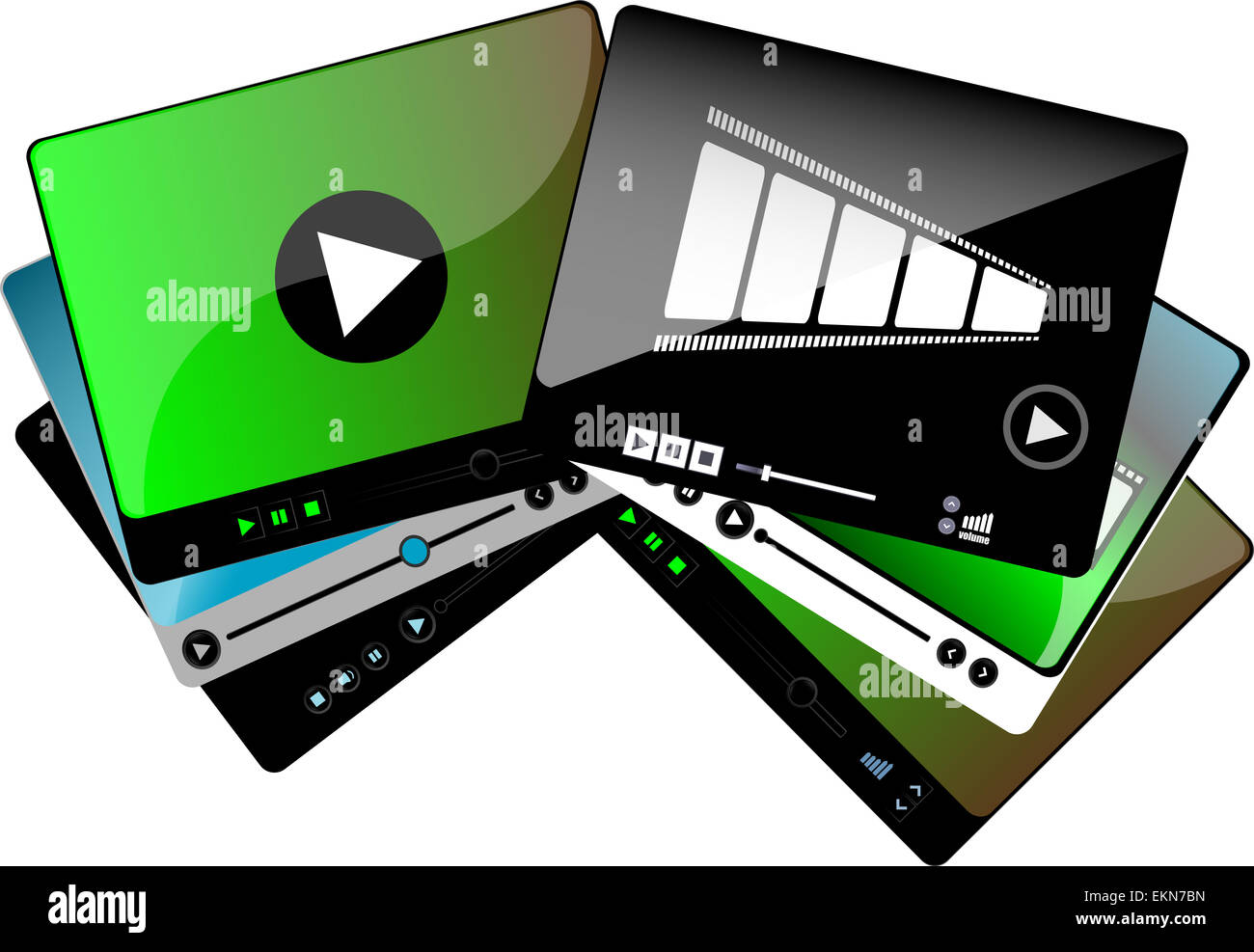 video movie media player interface set isolated Stock Photo - Alamy