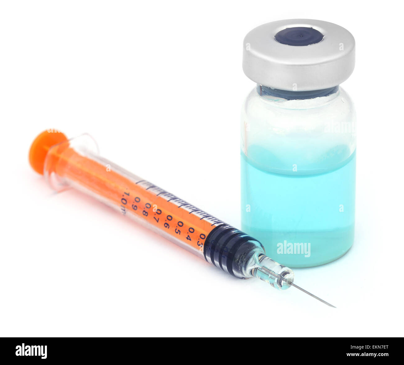 Vial with syringe over white background Stock Photo - Alamy