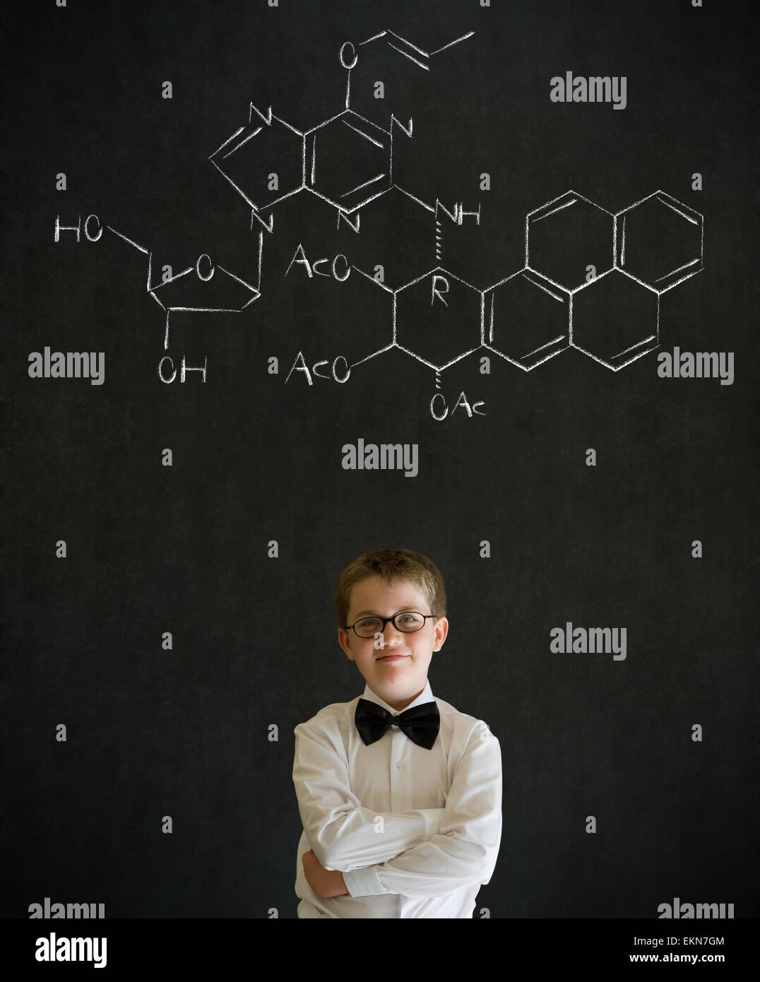 Thinking boy business man with science chemistry formula Stock Photo ...