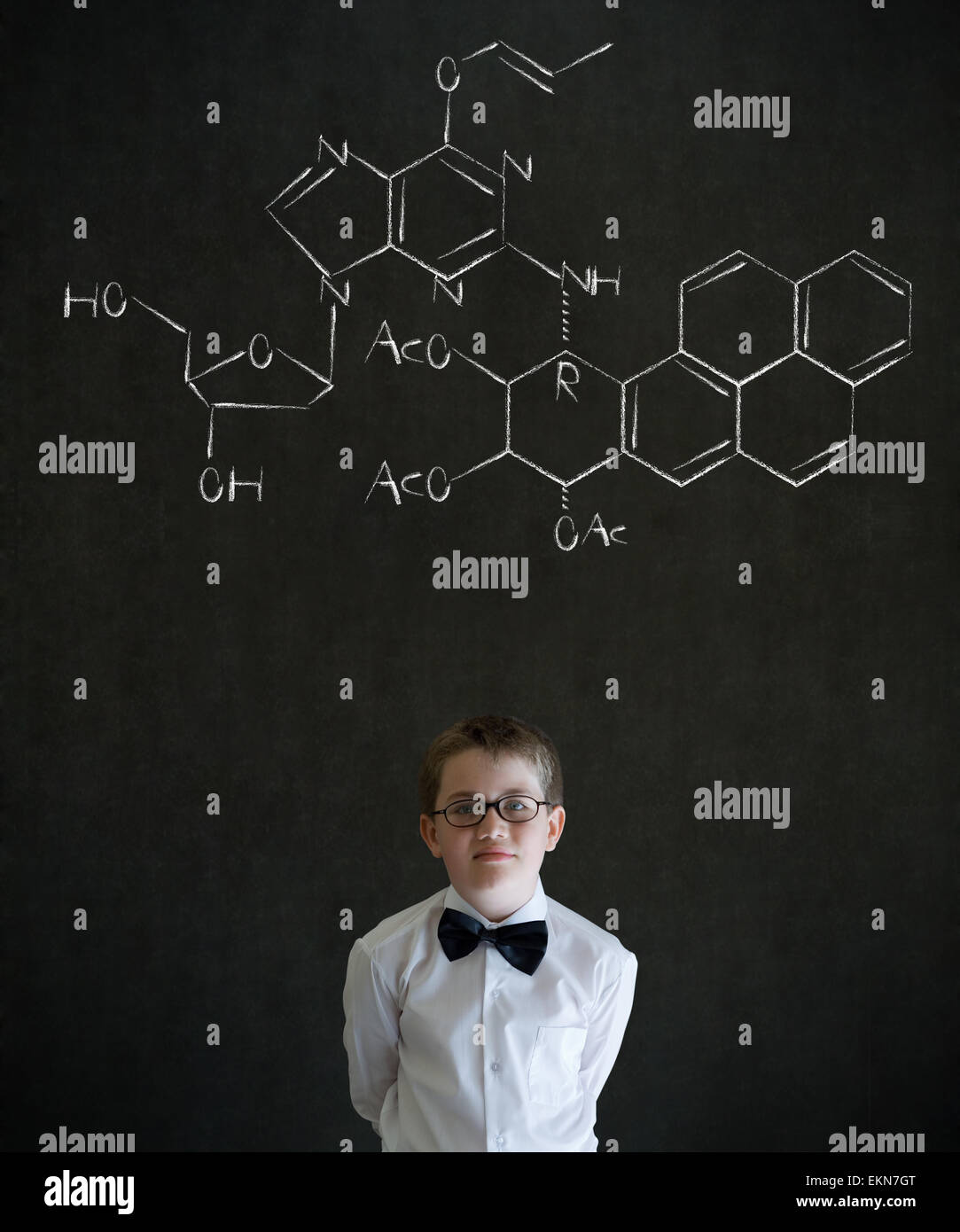 Thinking boy business man with science chemistry formula Stock Photo ...