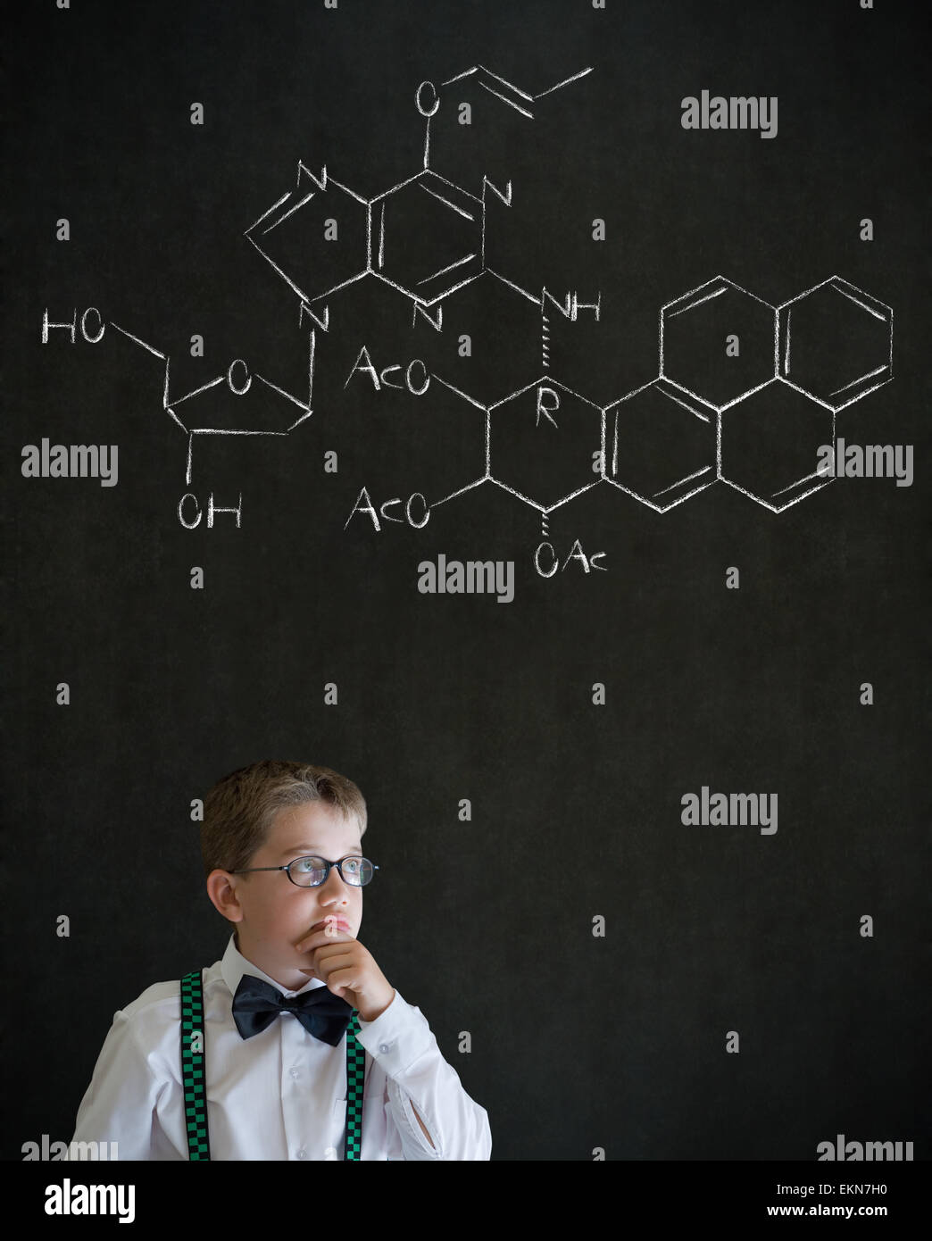 Thinking boy business man with science chemistry formula Stock Photo ...