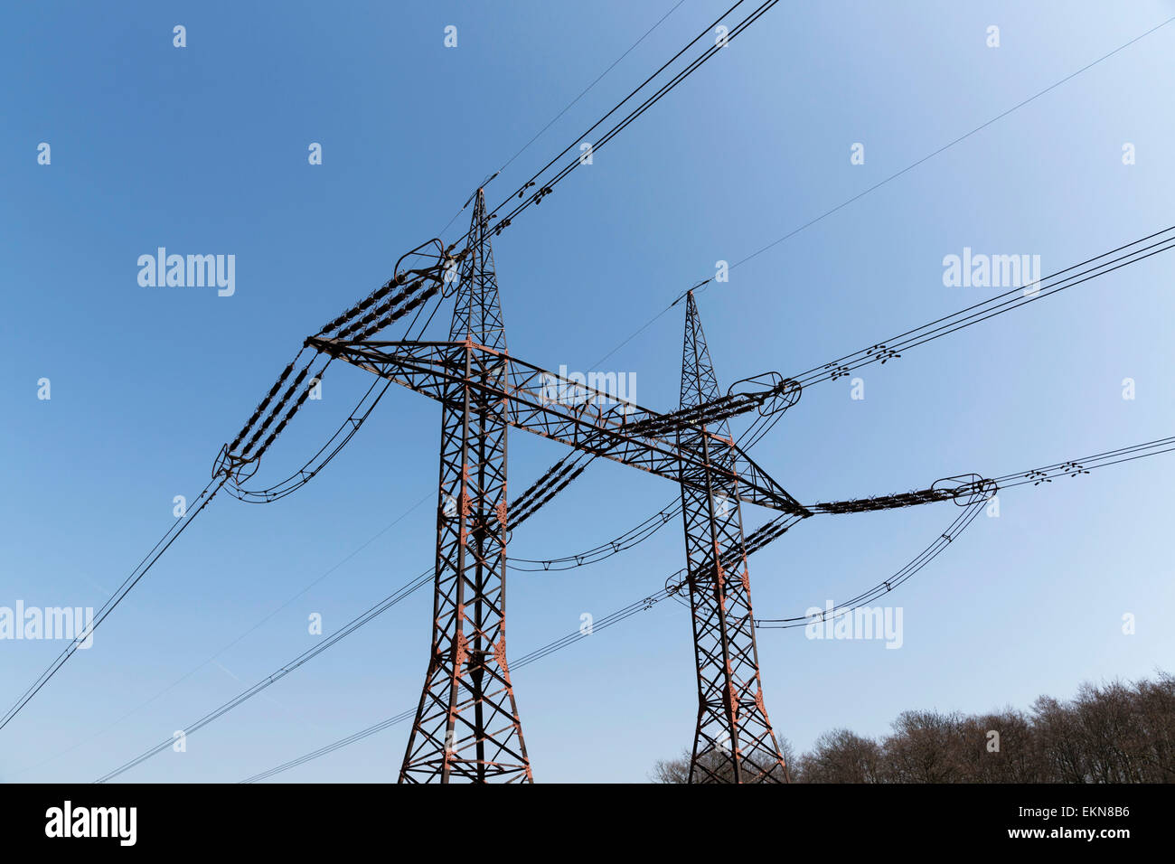 High voltage pylons, Power lines Stock Photo - Alamy