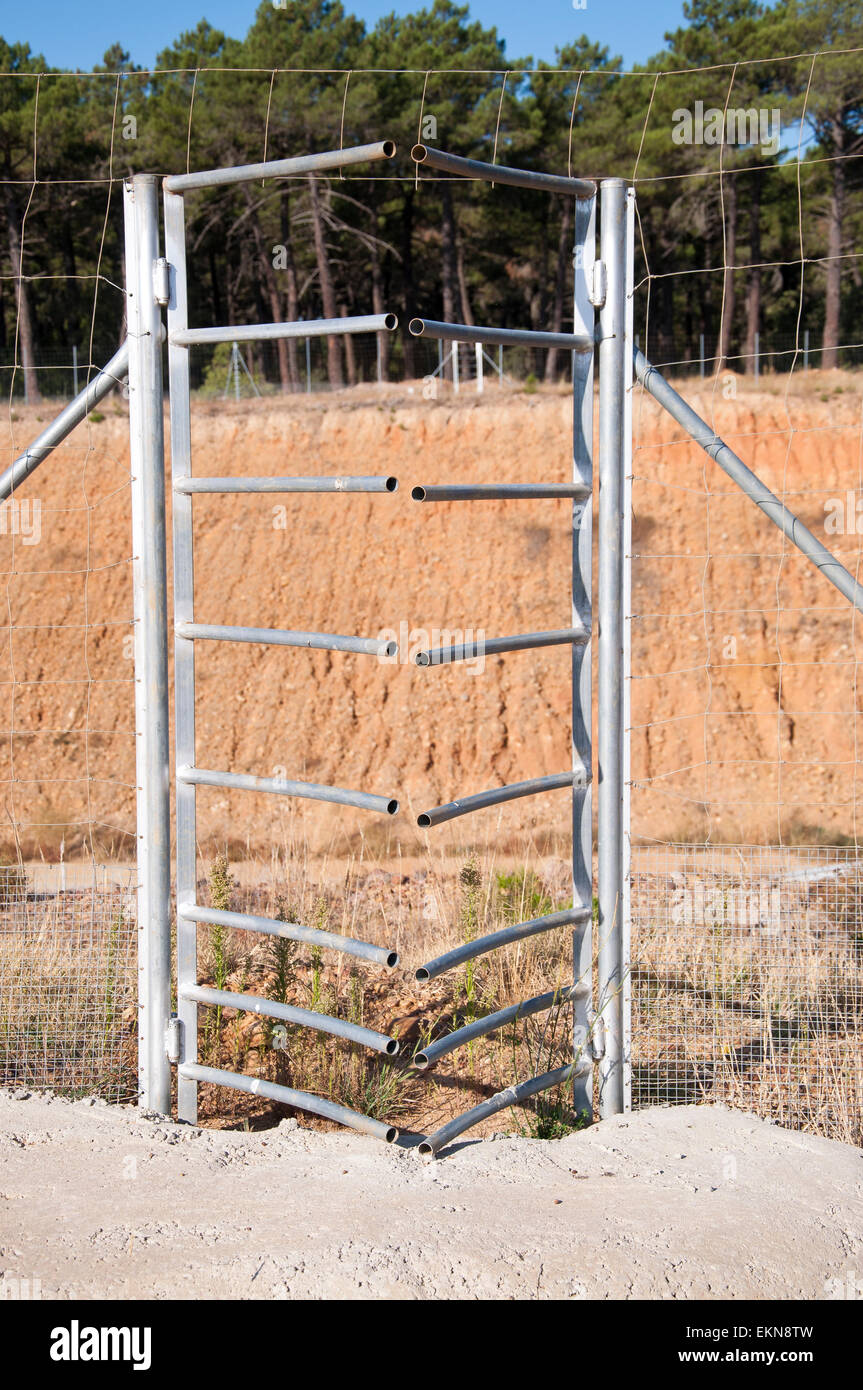 Frontal view of one-way deer gate. Picture taken in A-15 motorway ...