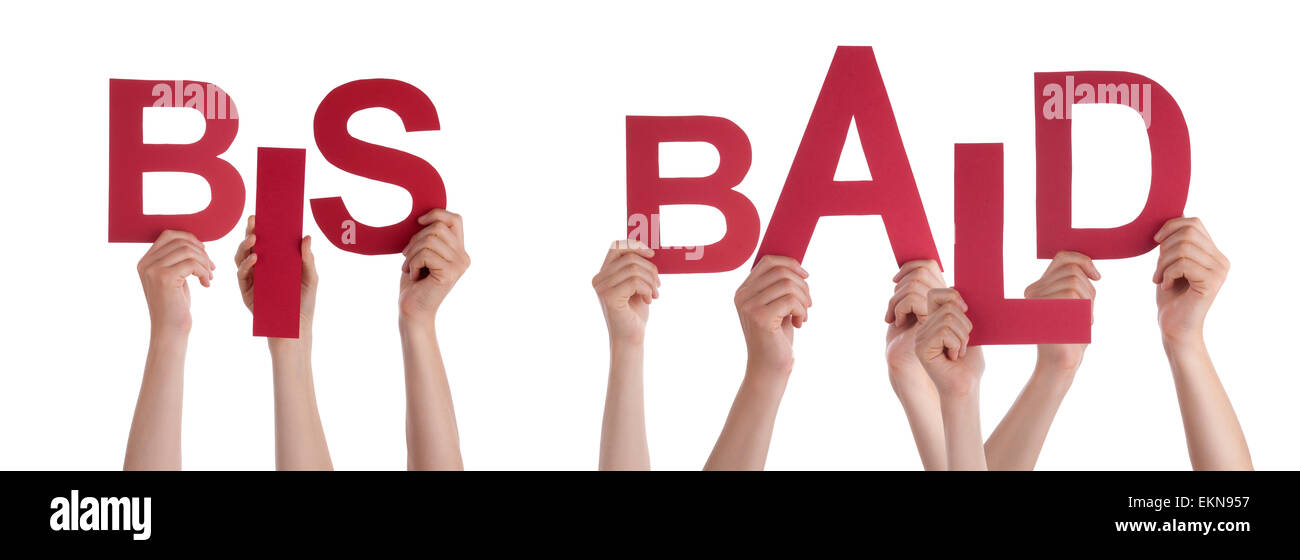 Many Caucasian People And Hands Holding Red Letters Or Characters ...