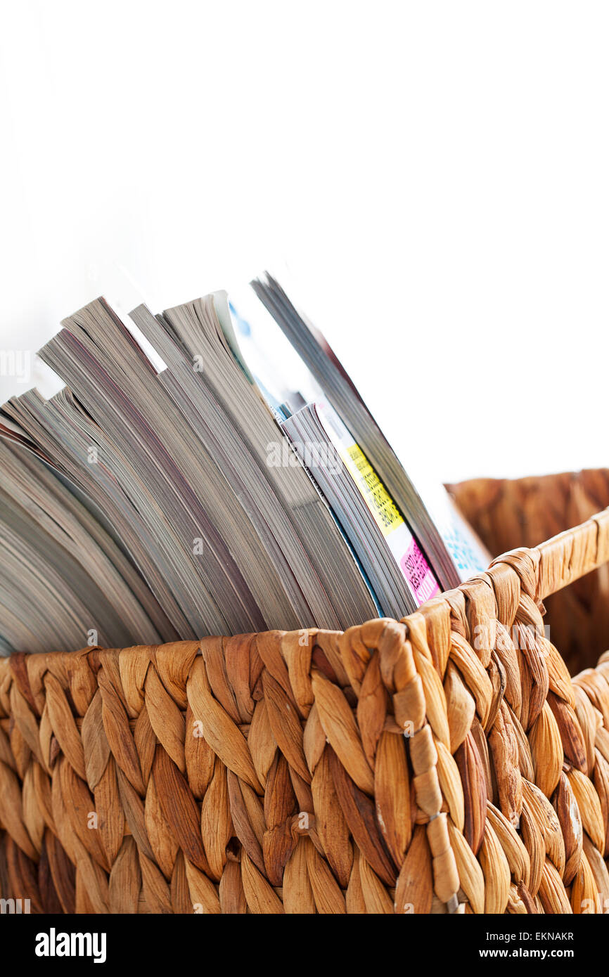 Closeup image of magazines in a box Stock Photo - Alamy