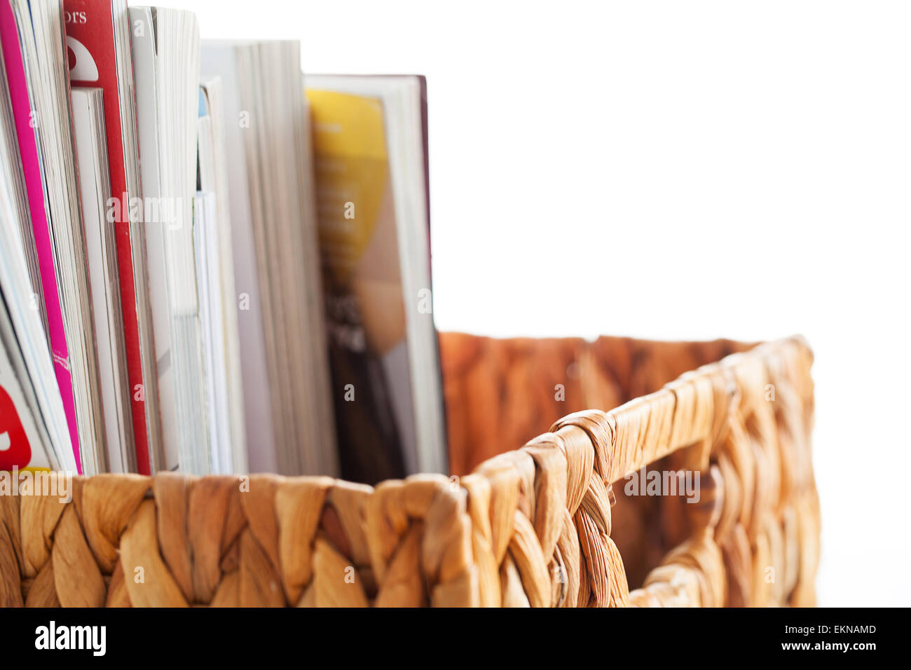 Closeup image of magazines in a box Stock Photo - Alamy