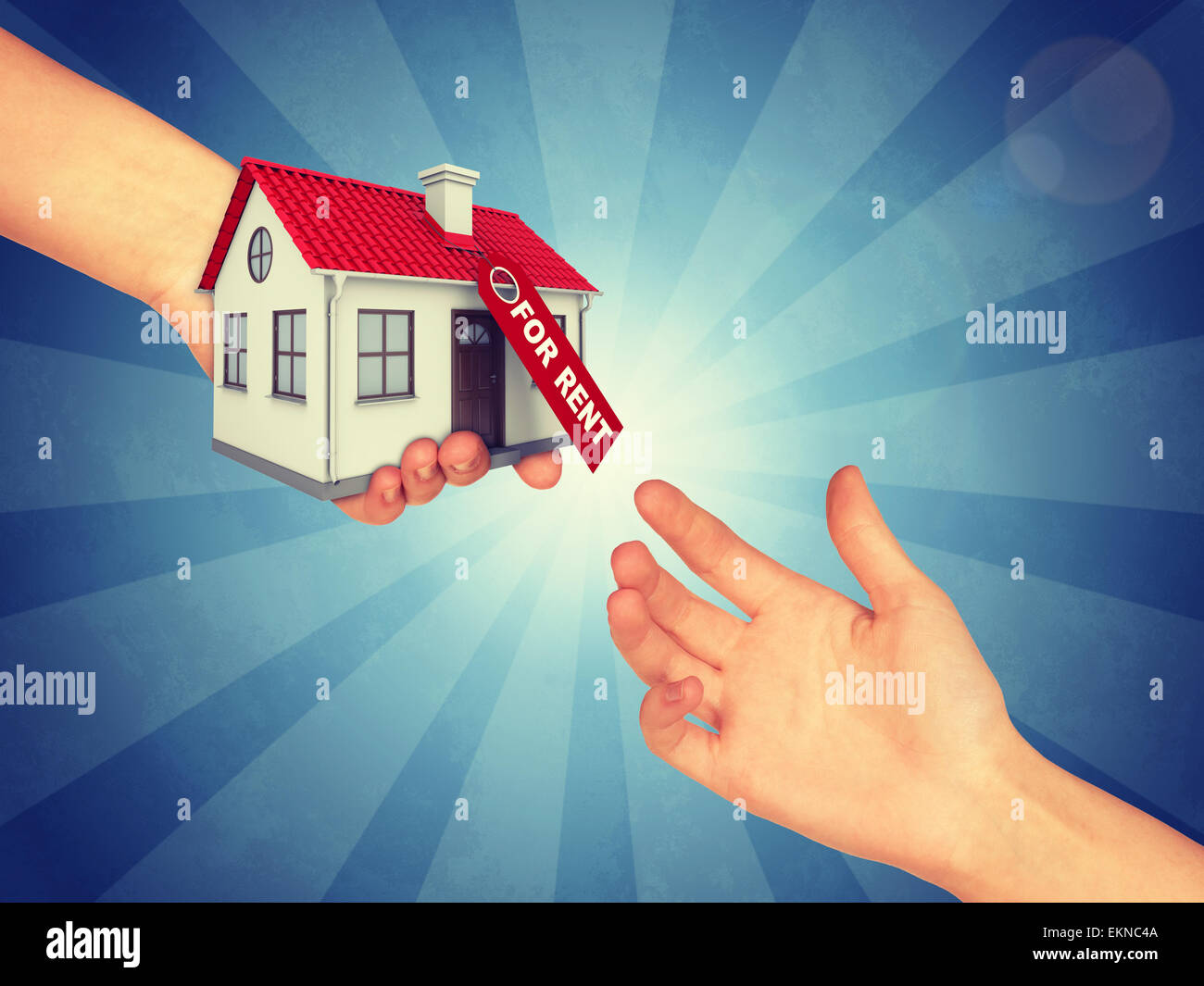 One-storeyed house with white walls Stock Photo - Alamy