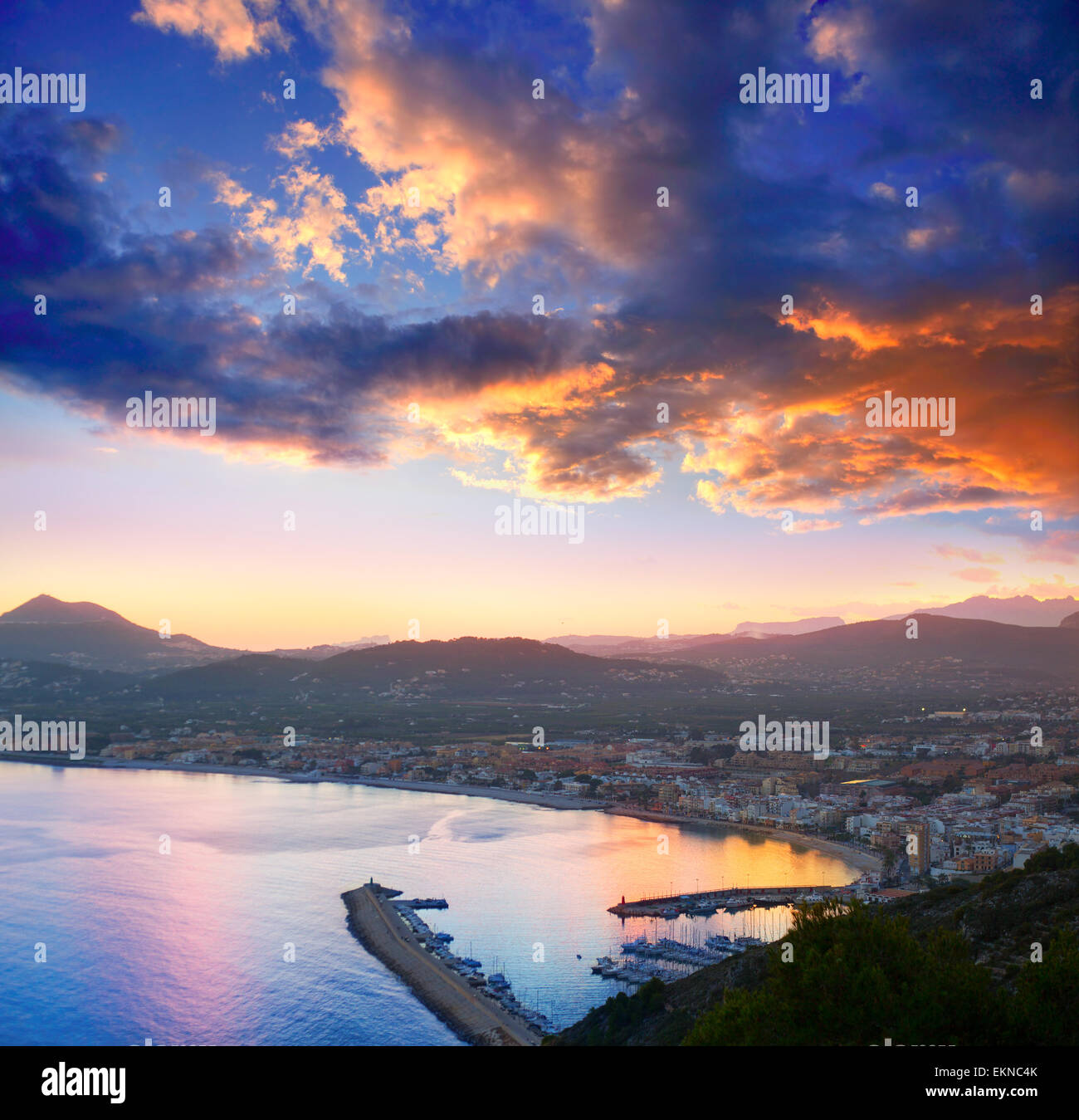Alicante Javea sunset beach night view Stock Photo - Alamy