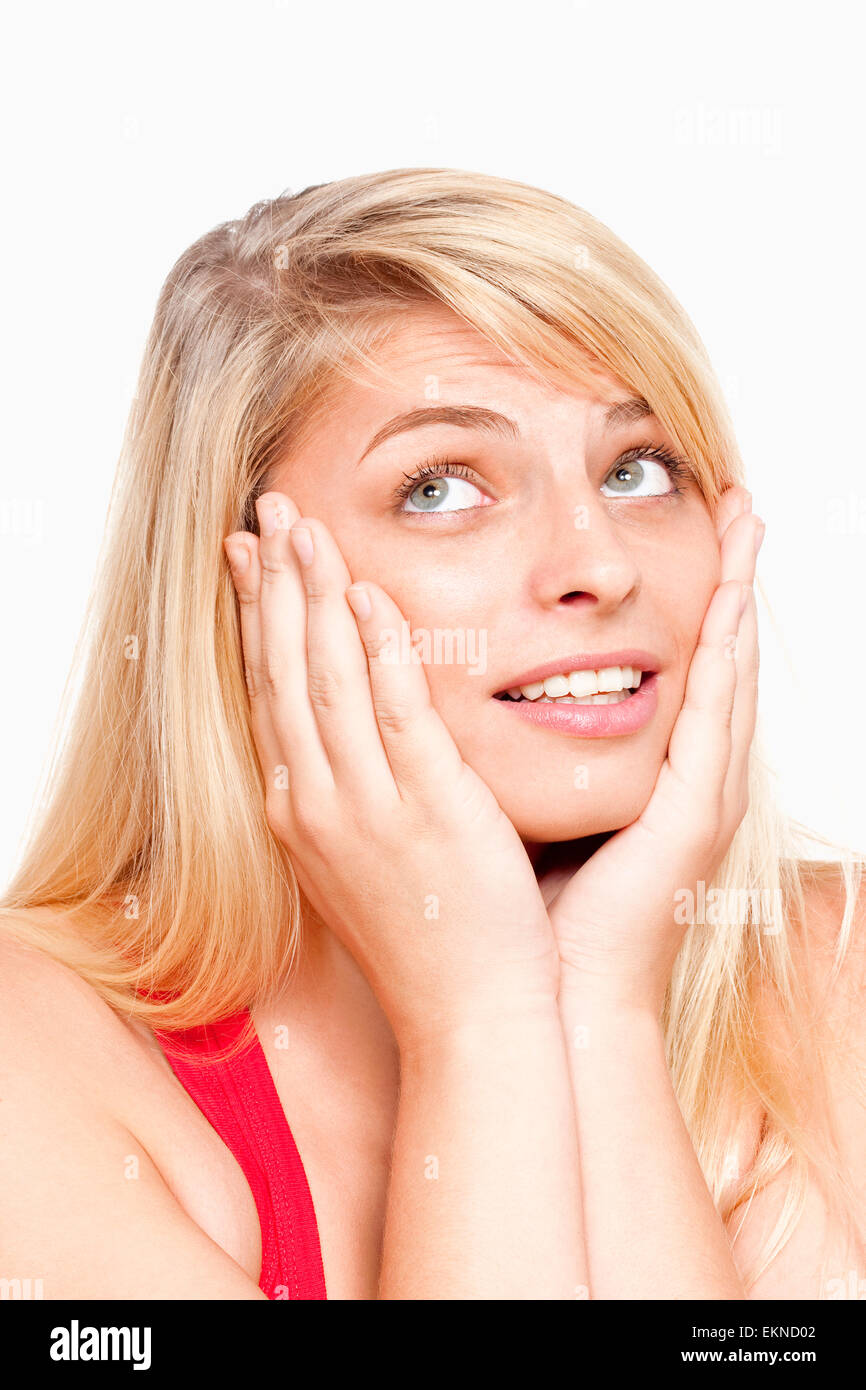 young girl thinking Stock Photo - Alamy