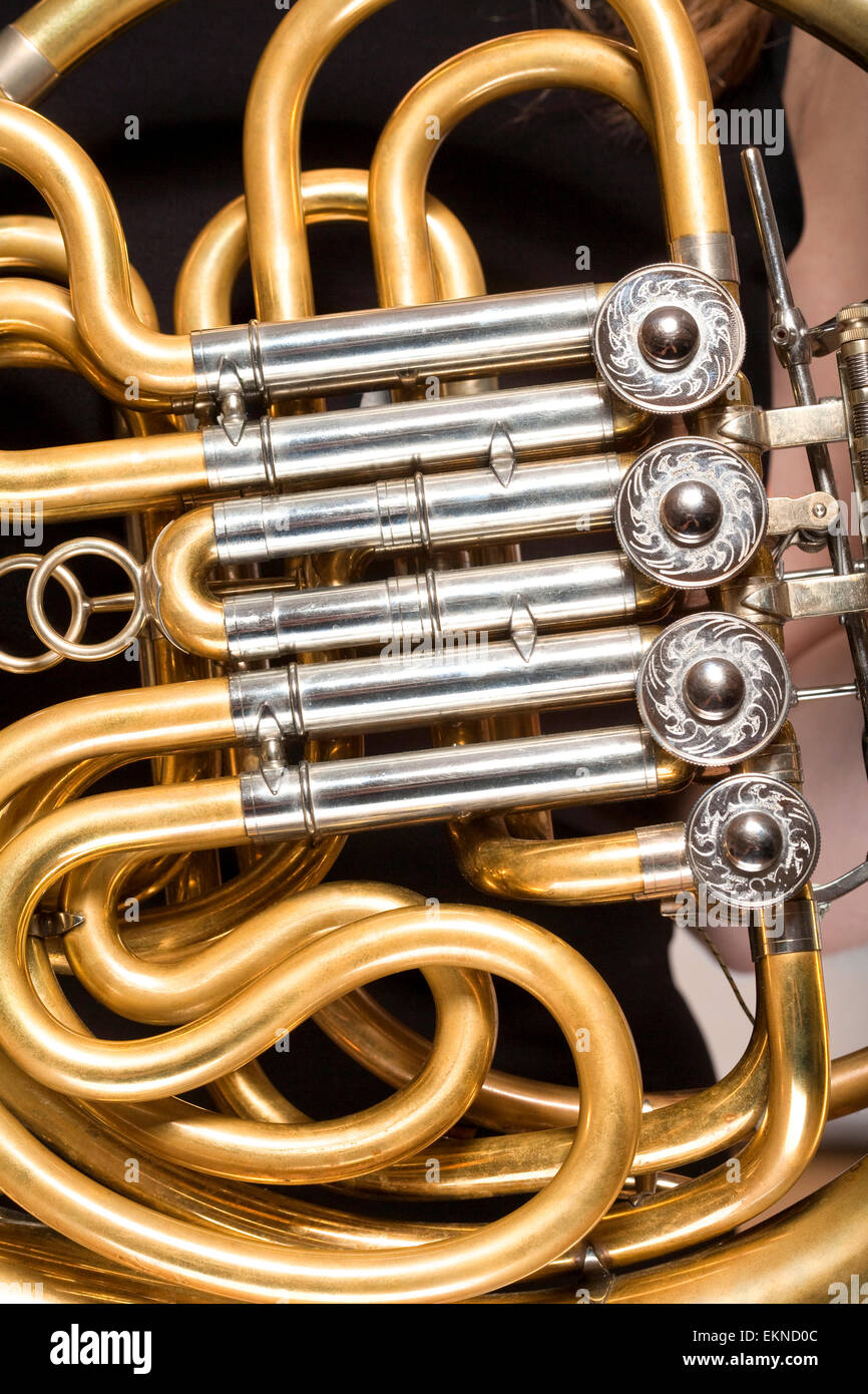 detail of french horn Stock Photo - Alamy