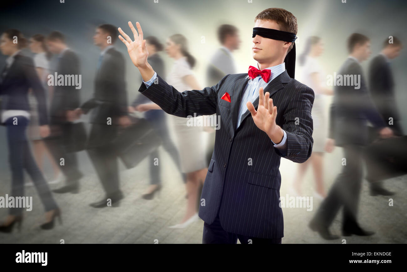 young blindfolded man Stock Photo - Alamy