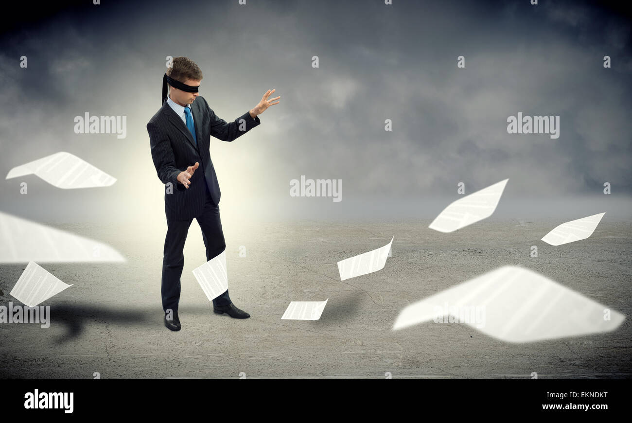 Blindfolded Young Man Feeling Way High Resolution Stock Photography and ...