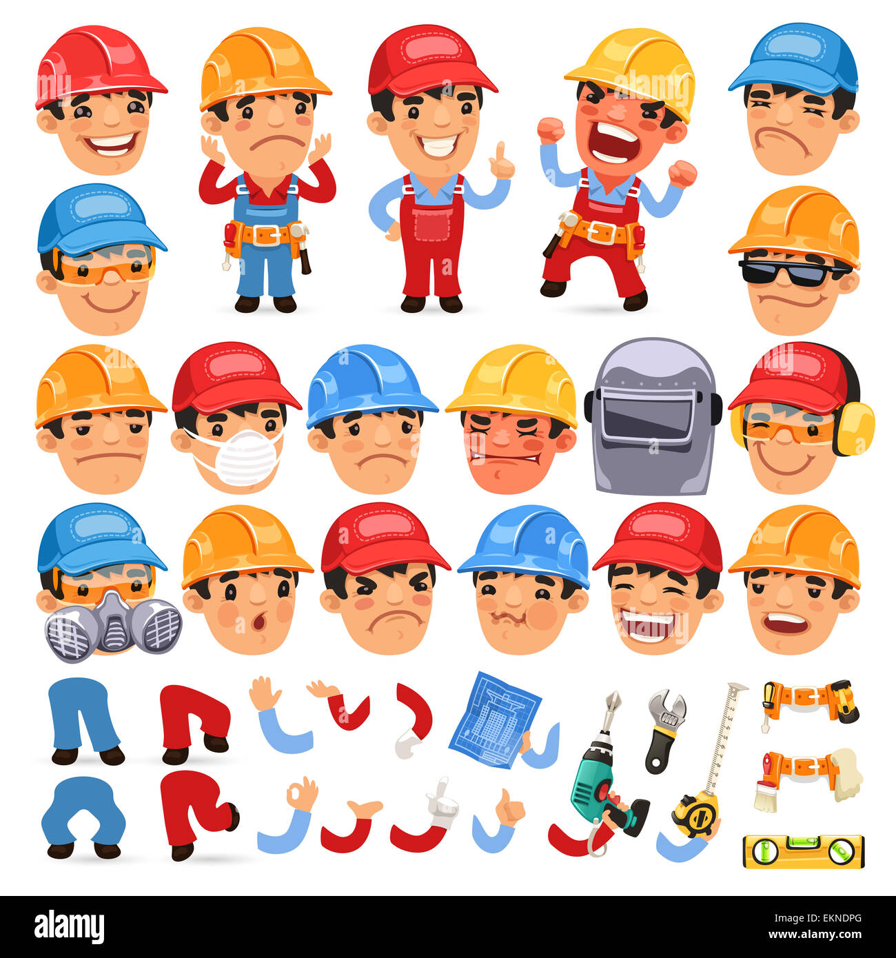 Set of Cartoon Worker Character for Your Design or Aanimation Stock ...