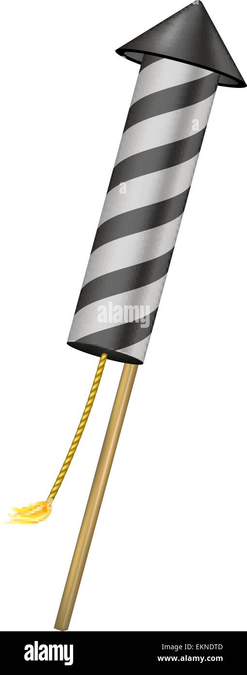Firework rocket in black and white design with burning wick Stock ...