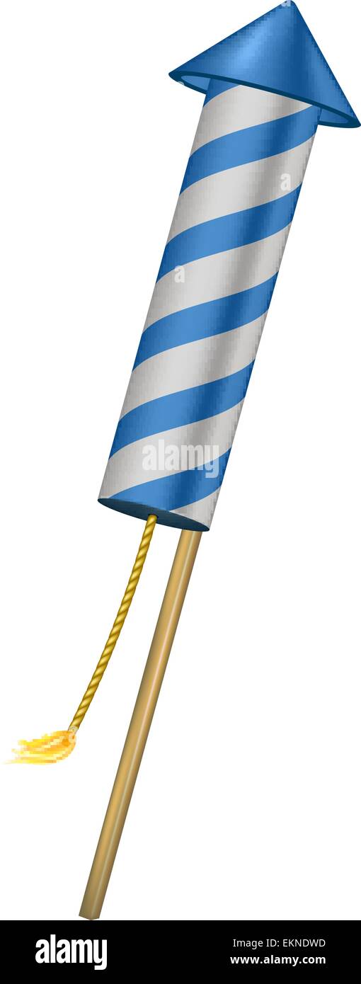 Firework rocket in blue design with burning wick Stock Vector Image ...