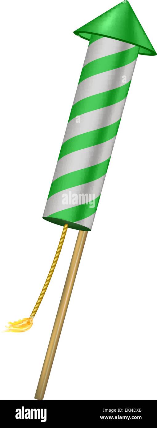 Firework rocket in green design with burning wick Stock Vector Image ...