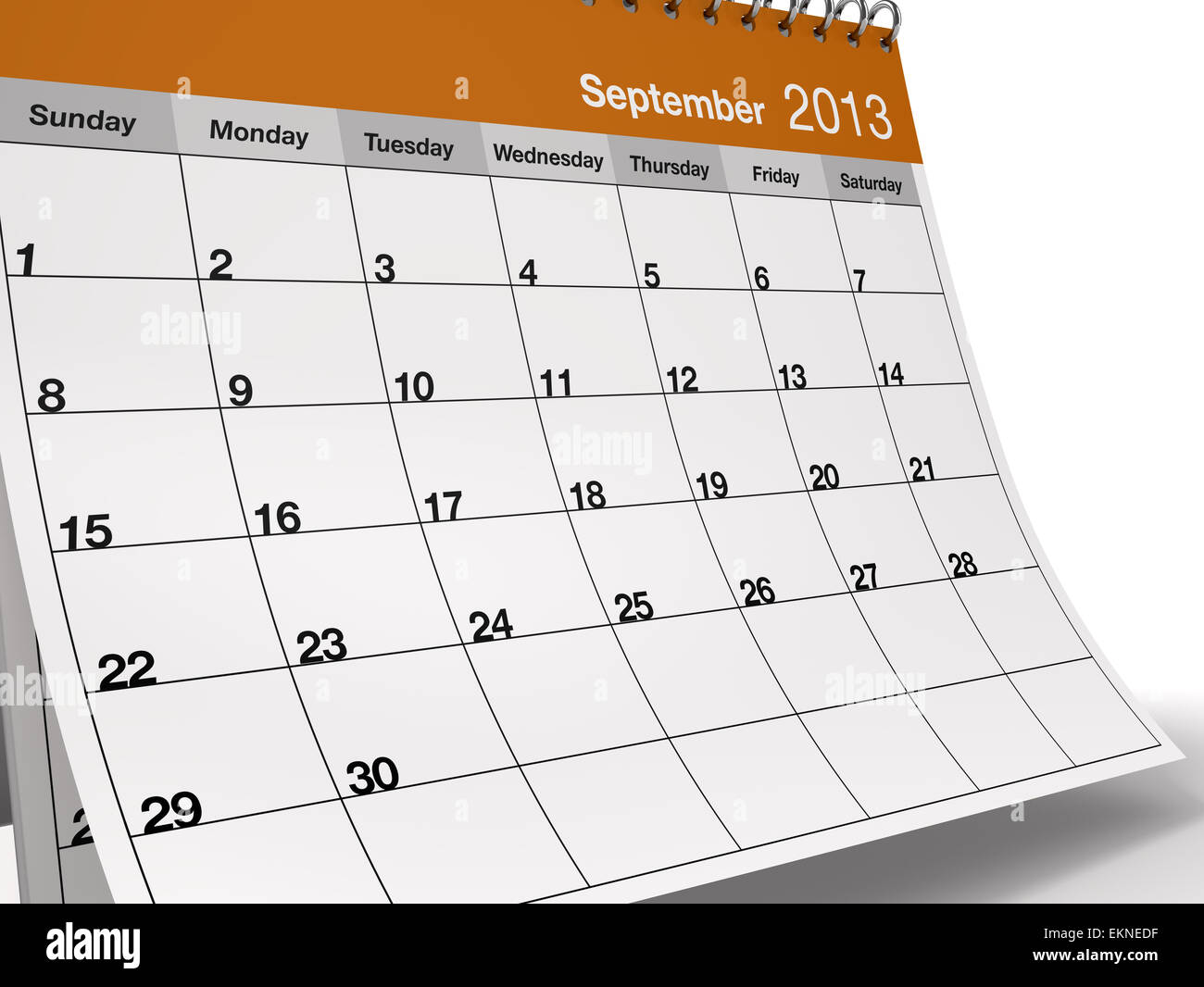 September paper calendar page hi-res stock photography and images - Alamy