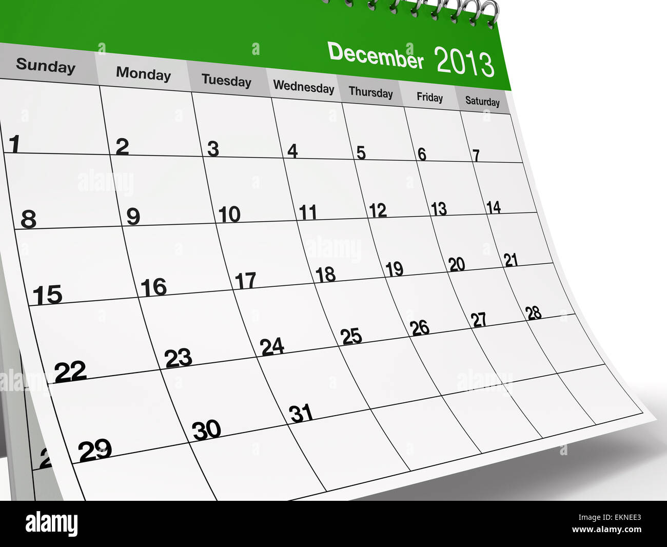 Folded December 2013 Desktop Calendar Stock Photo - Alamy