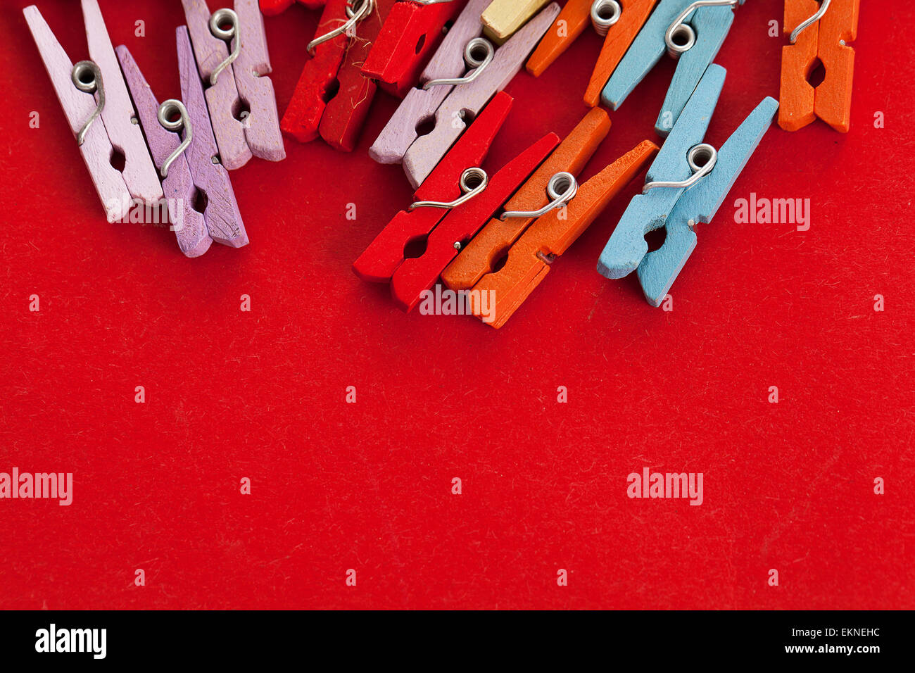 Closeup image of colorful office clothespins Stock Photo - Alamy