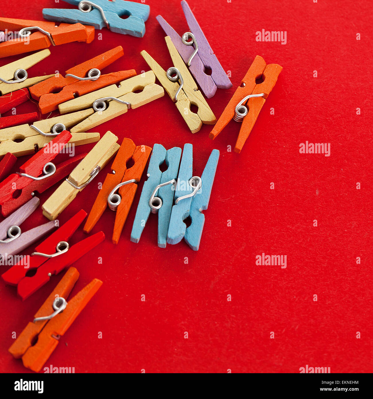Closeup image of colorful office clothespins Stock Photo - Alamy