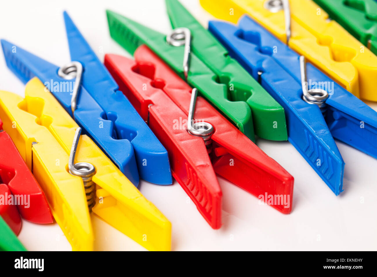 Closeup image of colorful clothespins Stock Photo - Alamy