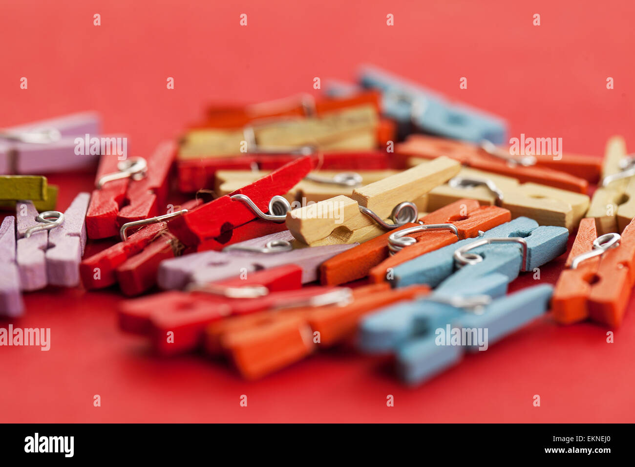 Closeup image of colorful office clothespins Stock Photo - Alamy