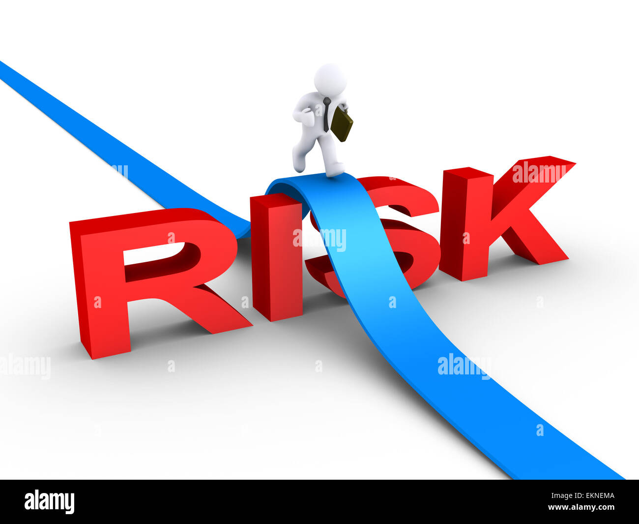 Businessman overcoming risk word Stock Photo - Alamy