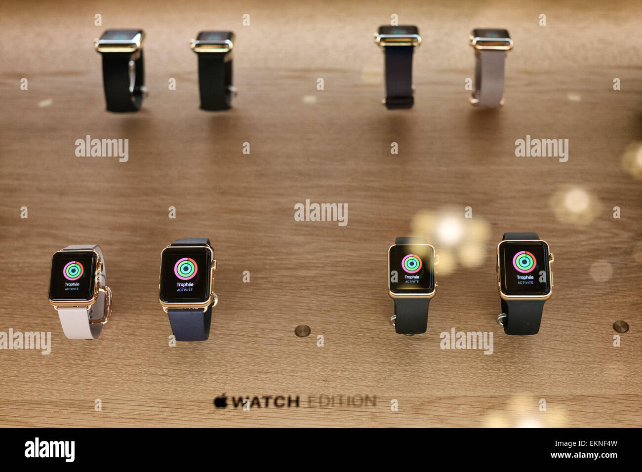 10 April 2015 – Paris, France Apple Watches in display in the Apple ...