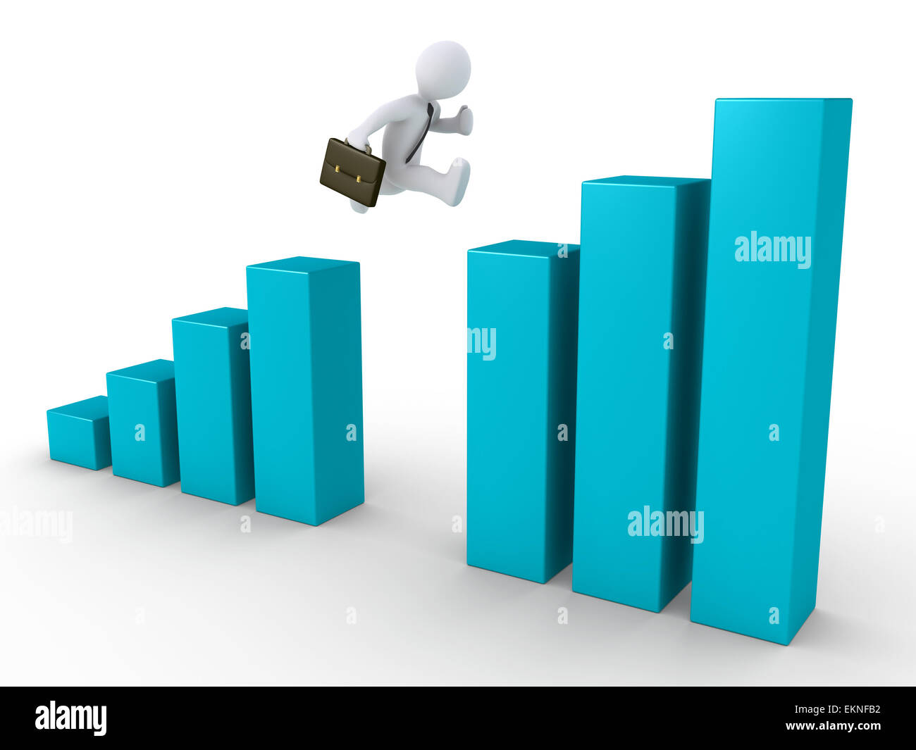 Businessman is jumping graph for better results Stock Photo - Alamy