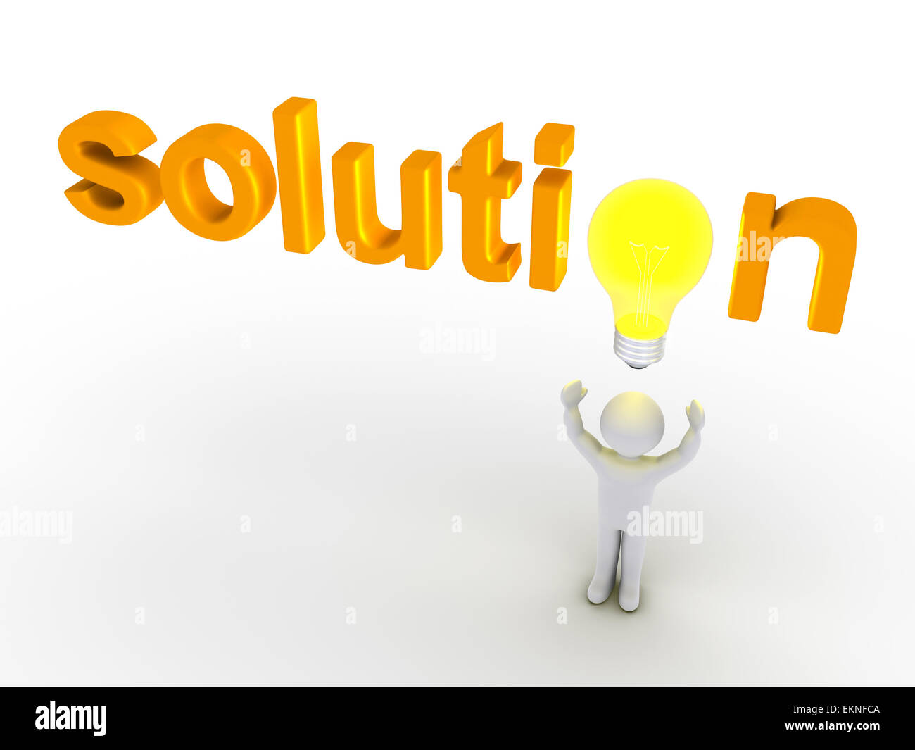 Solution word with light bulb and a person Stock Photo - Alamy