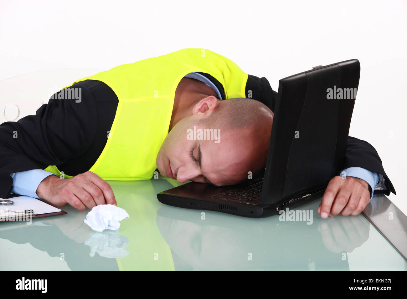 Man sleeping on his laptop Stock Photo - Alamy