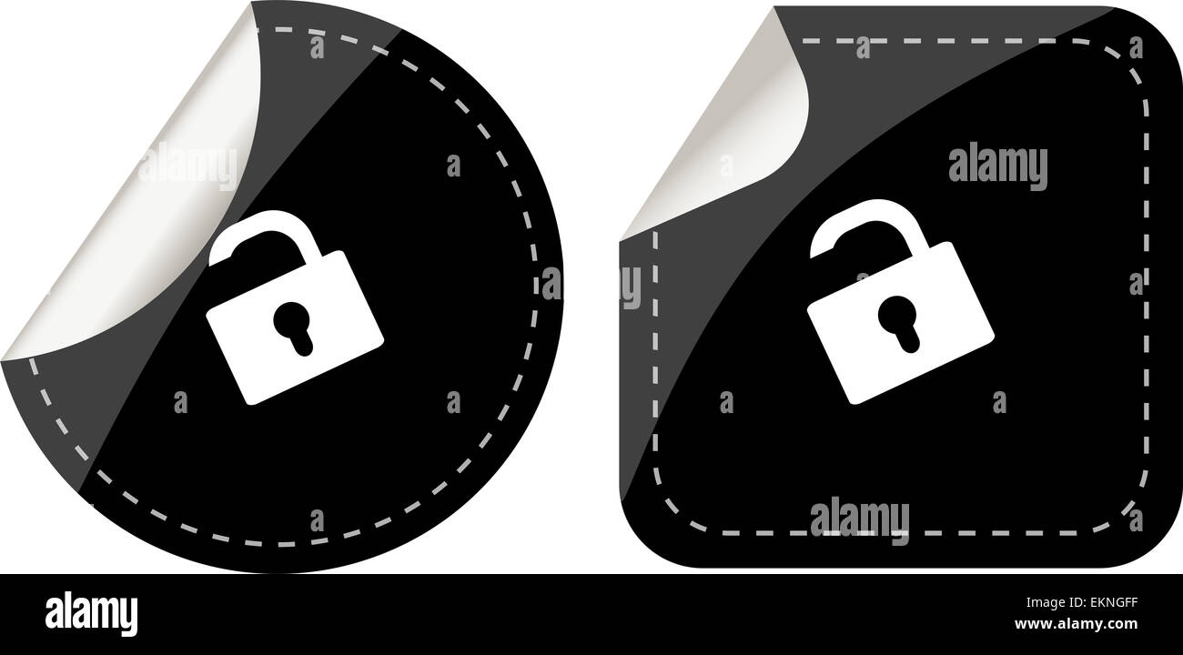 lock black stickers label tag set Stock Photo - Alamy